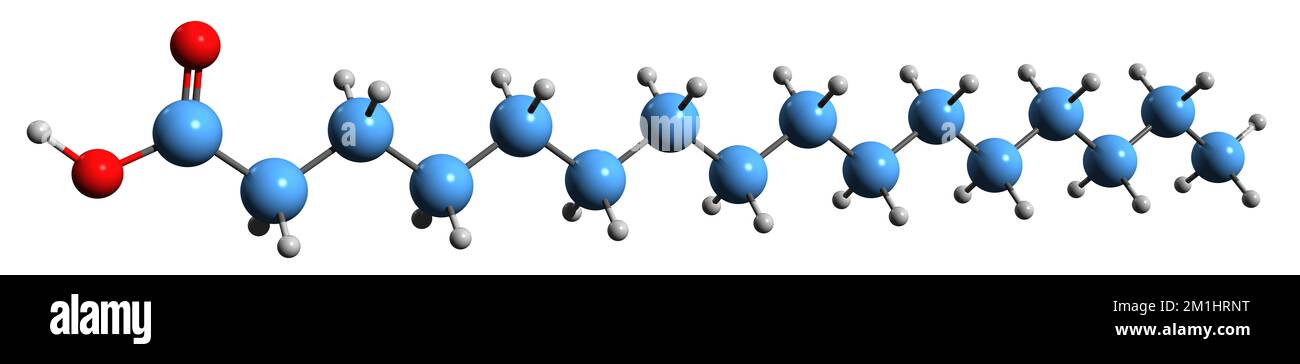 3D image of Palmitic acid skeletal formula - molecular chemical ...