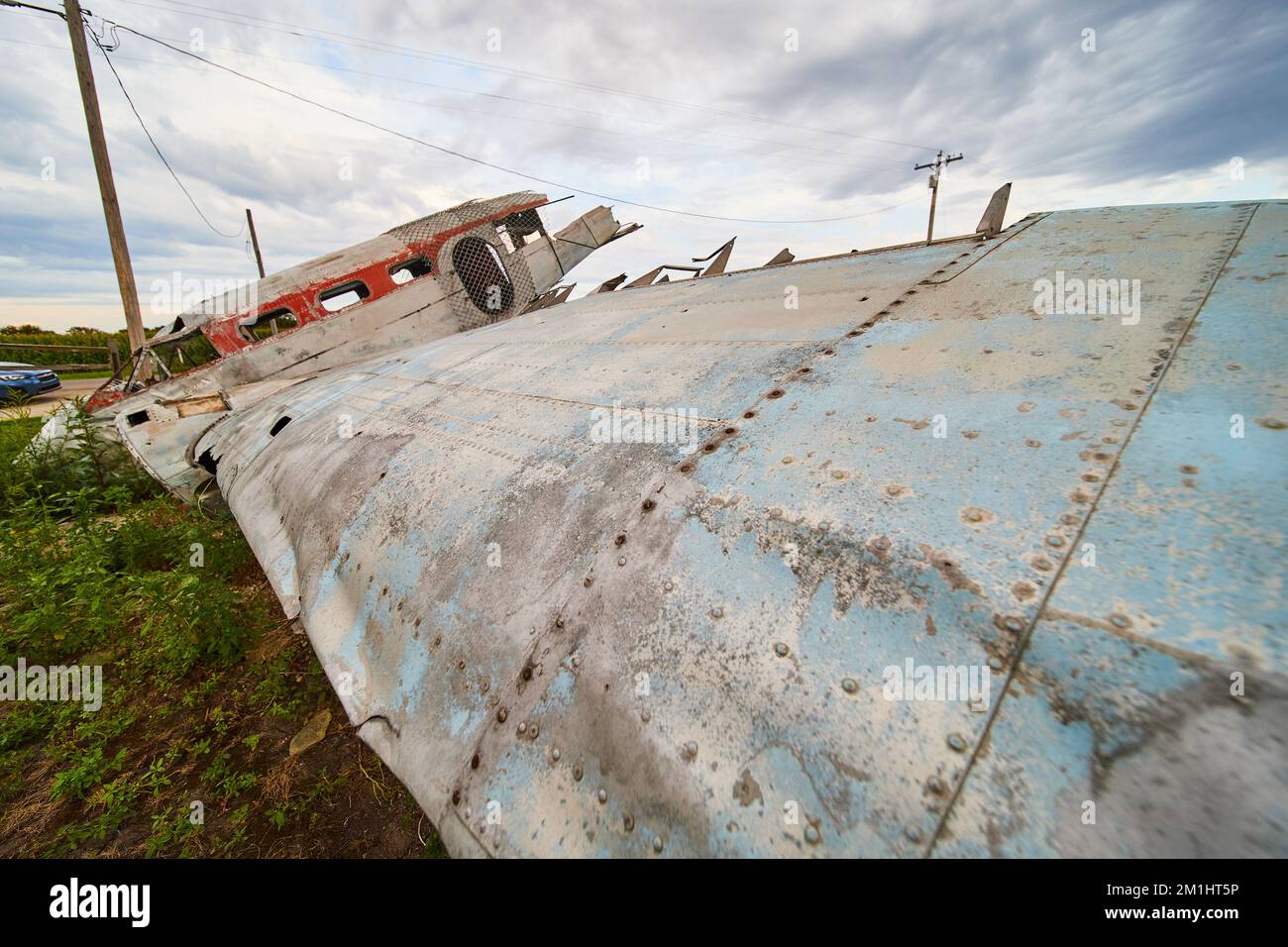 Detail of wing on crashed airplane Stock Photo - Alamy
