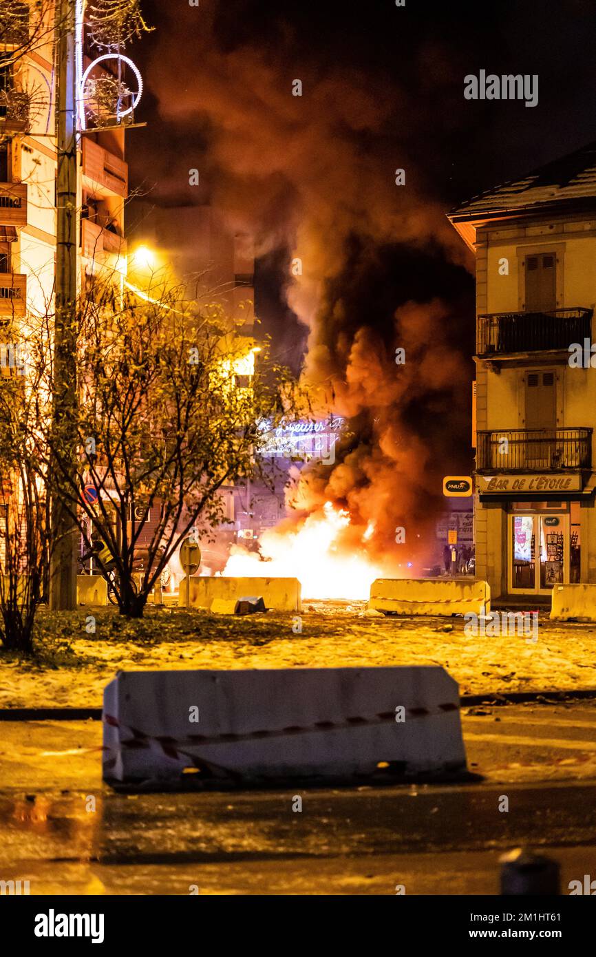 ANNEMASSE, FRANCE - DECEMBER 10, 2022: Violent clash between french ...