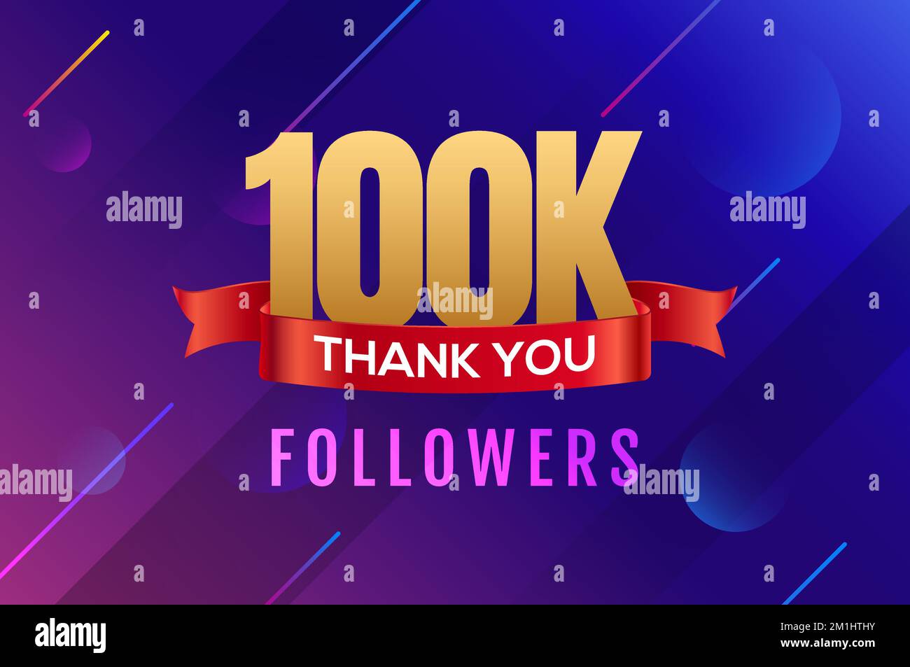 100000 followers vector. Greeting social card thank you followers. Congratulations 100k follower ...