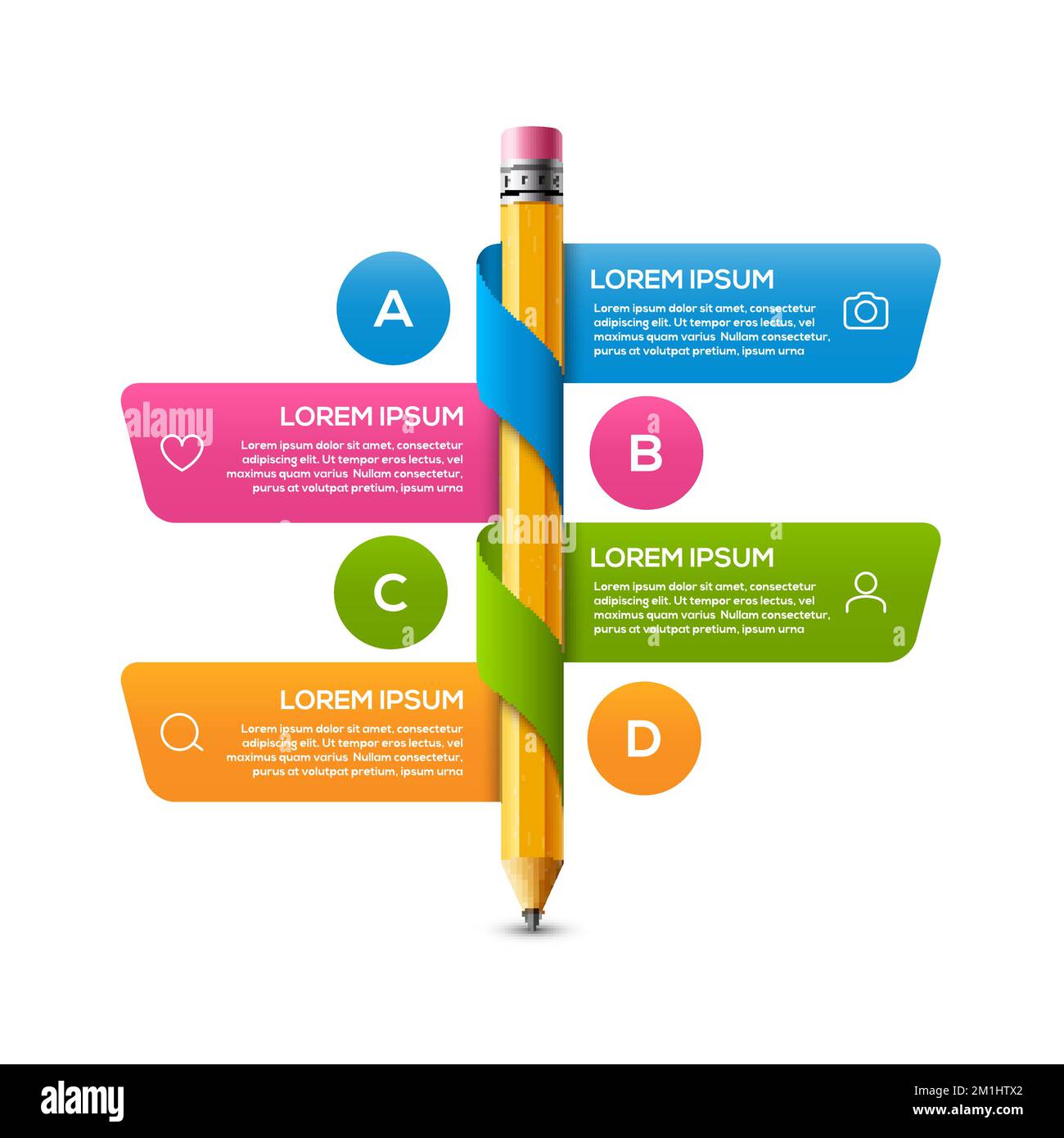 Pencil info graphic design template. Pencil infographic concept school brochure banner step ...