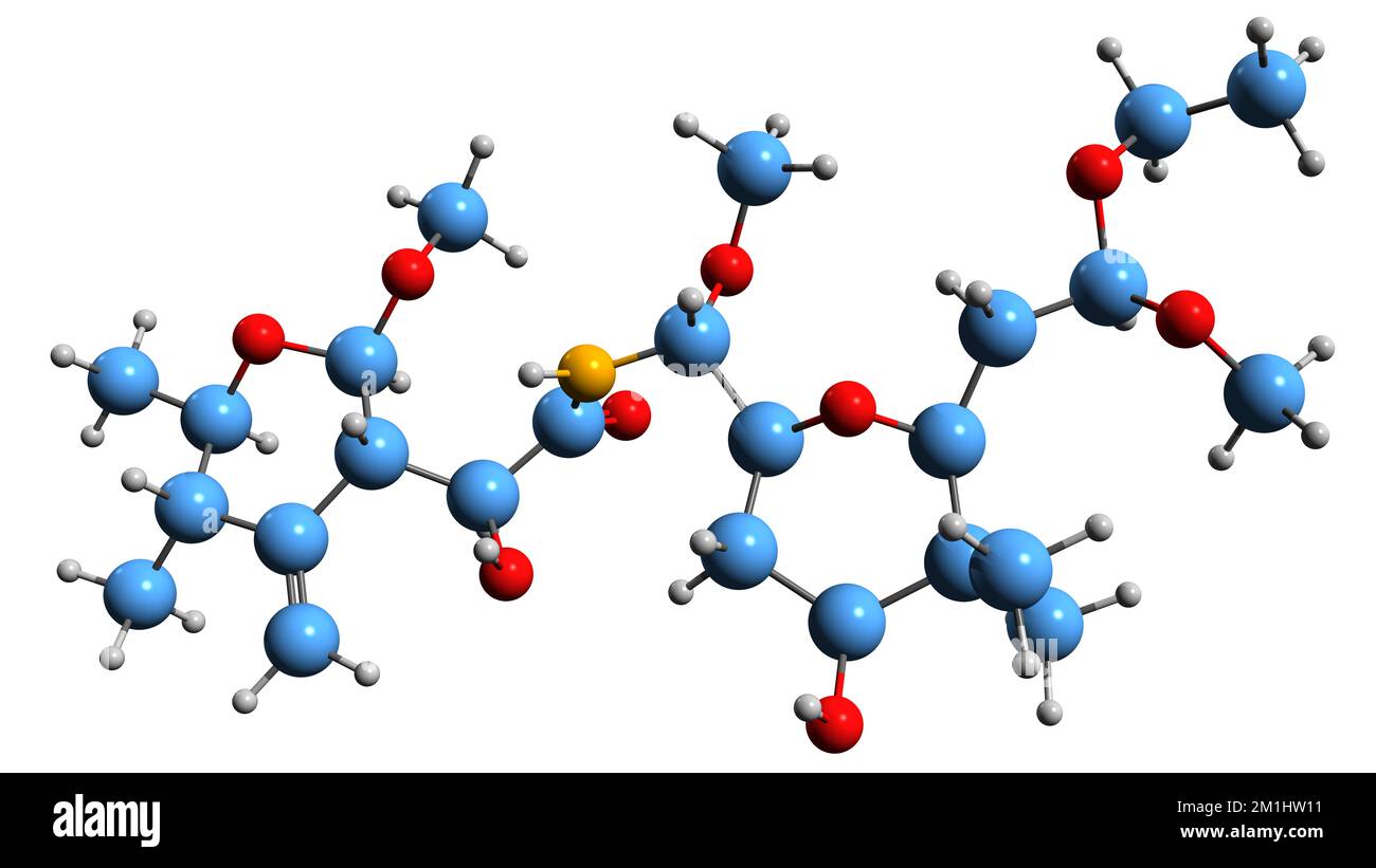 3D image of Pederin skeletal formula - molecular chemical structure of ...