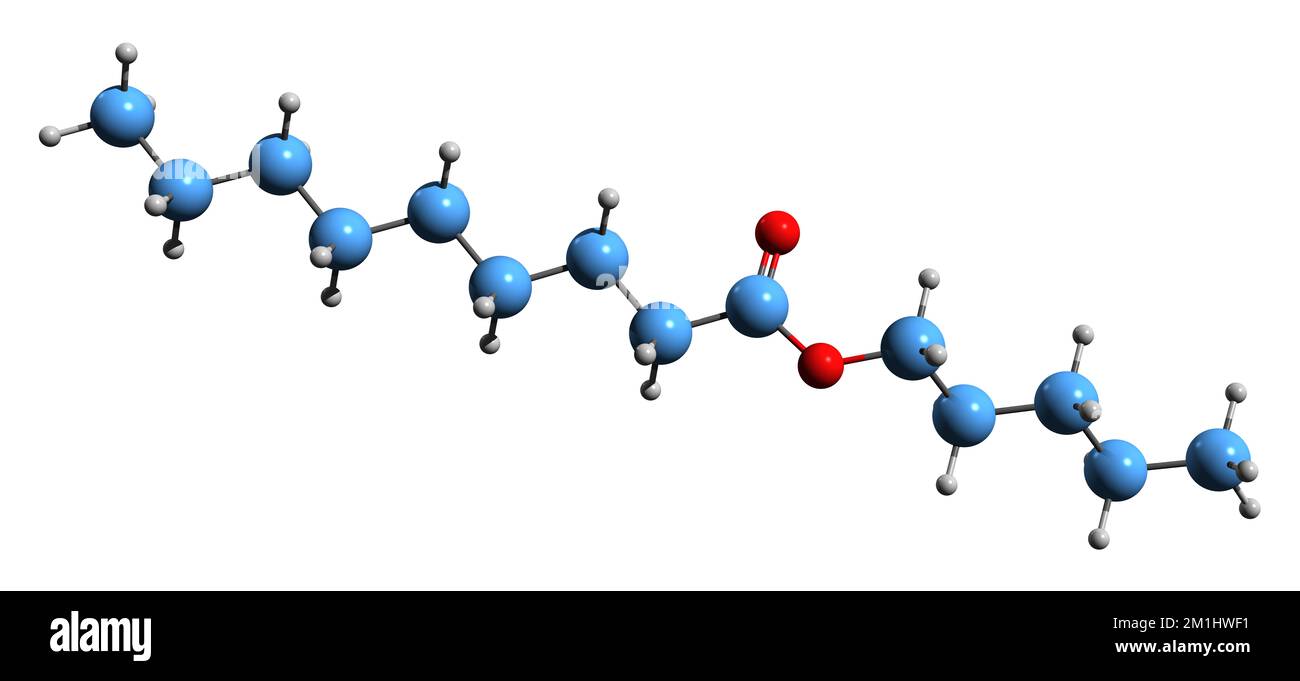 3D image of Amyl nonanoate skeletal formula - molecular chemical ...
