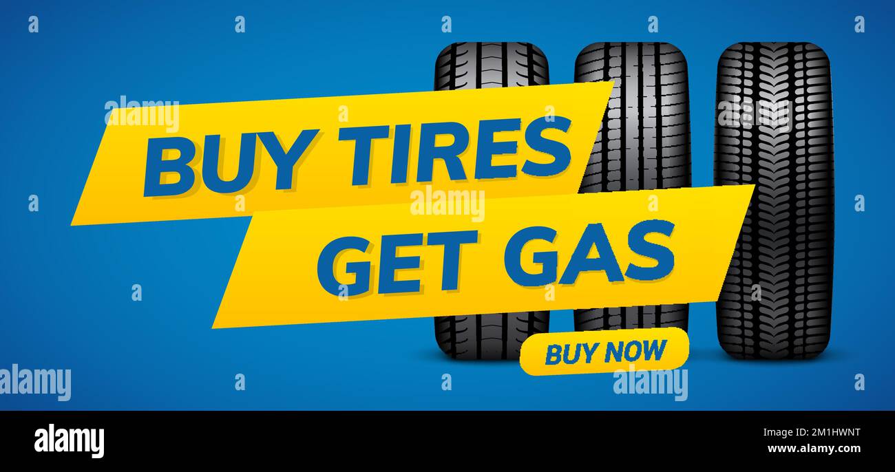 Buy tires get gas vector wheel banner flyer design. Tyre wheel ...