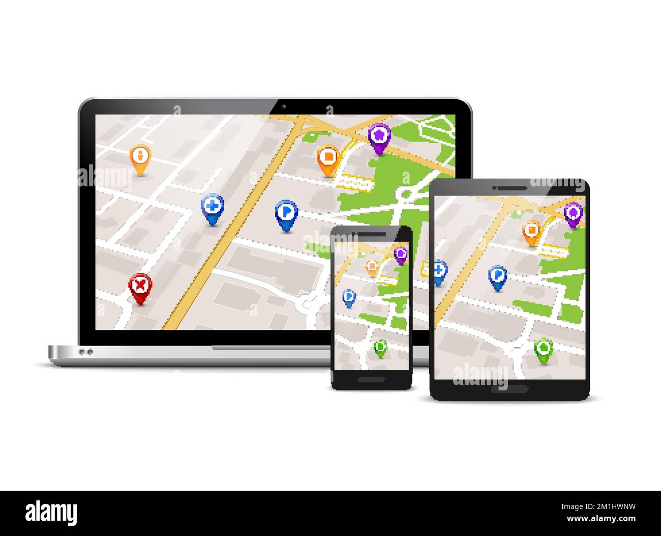 Gps map mobile vector app background illustration device route location concept Stock Vector ...