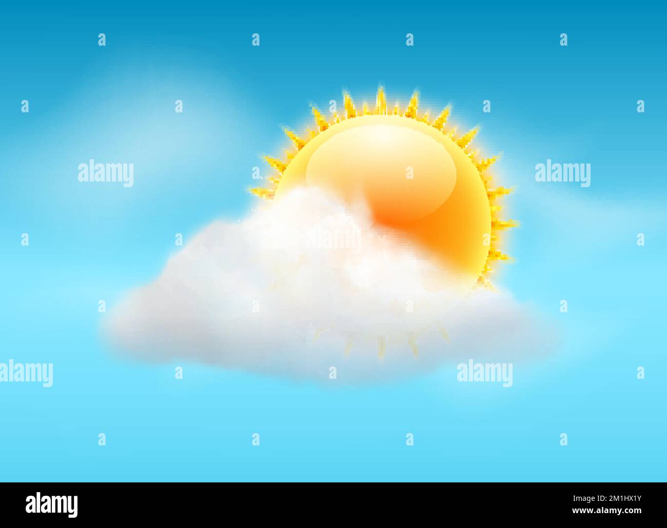 Cloud sky vector weather backgrund. Sun illustration warm day sunny ...