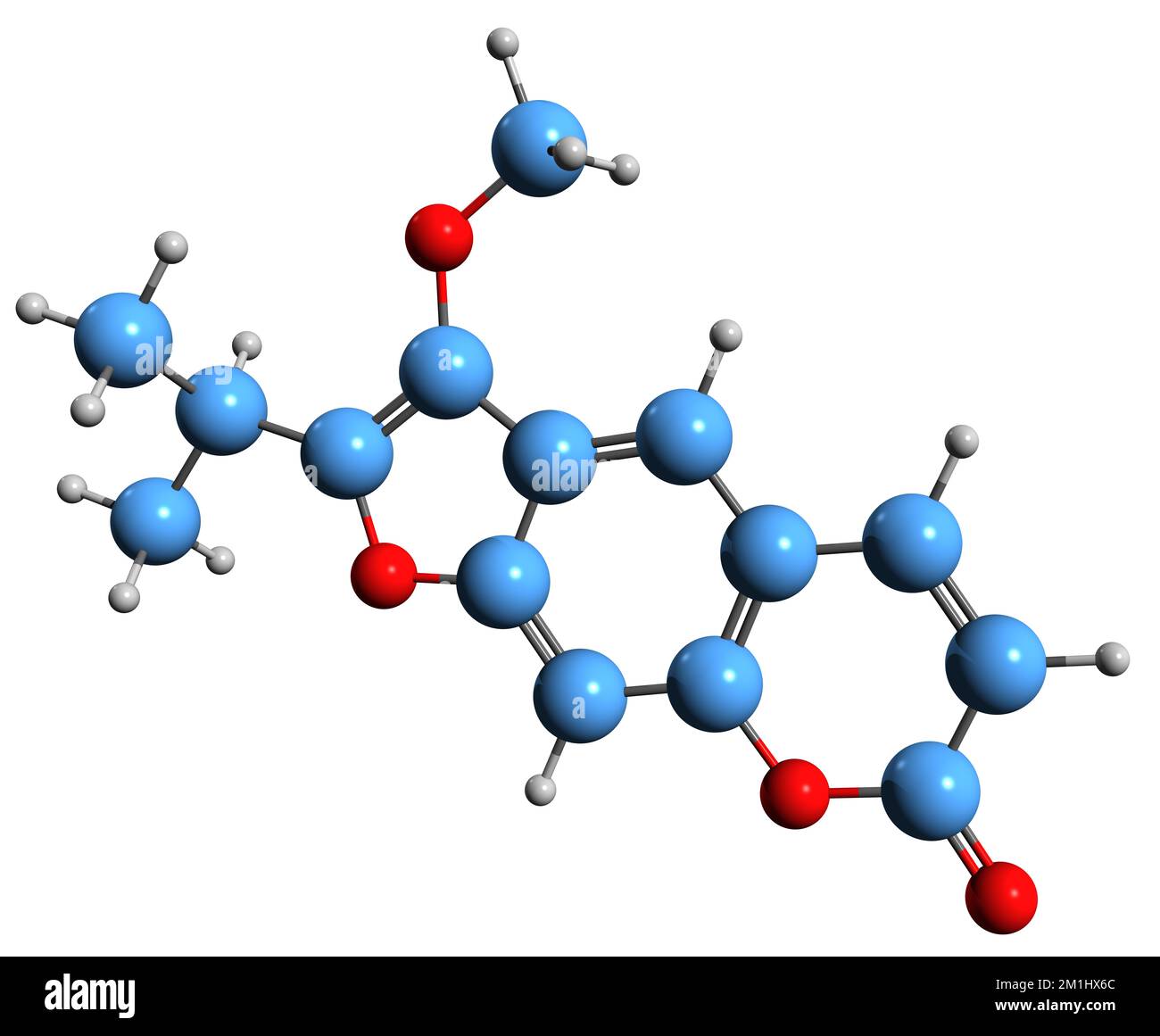 3D image of Peucedanin skeletal formula - molecular chemical structure ...