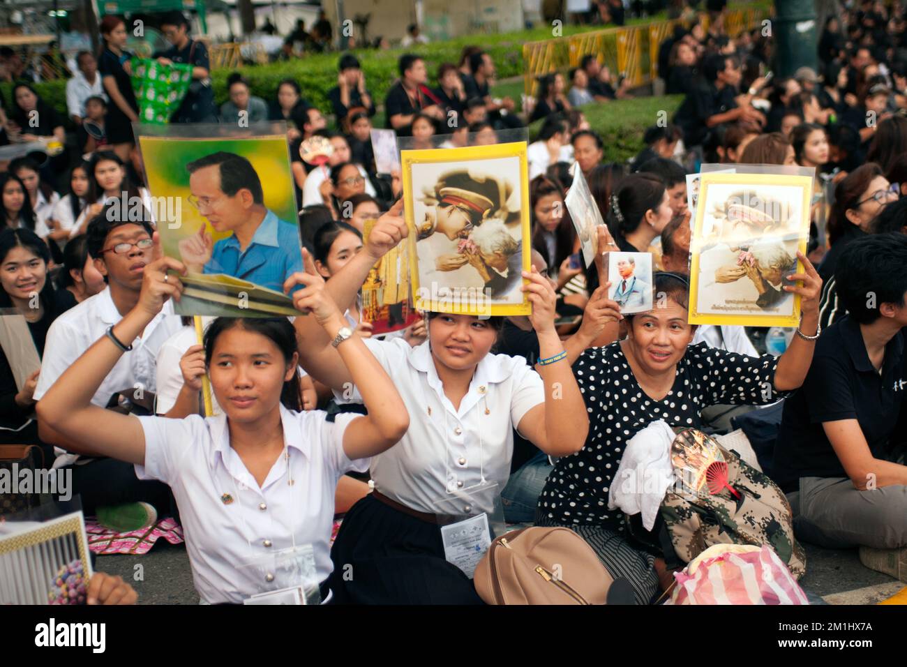 The ceremony to commemorate King Bhumibol Adulyadej.People have raised ...