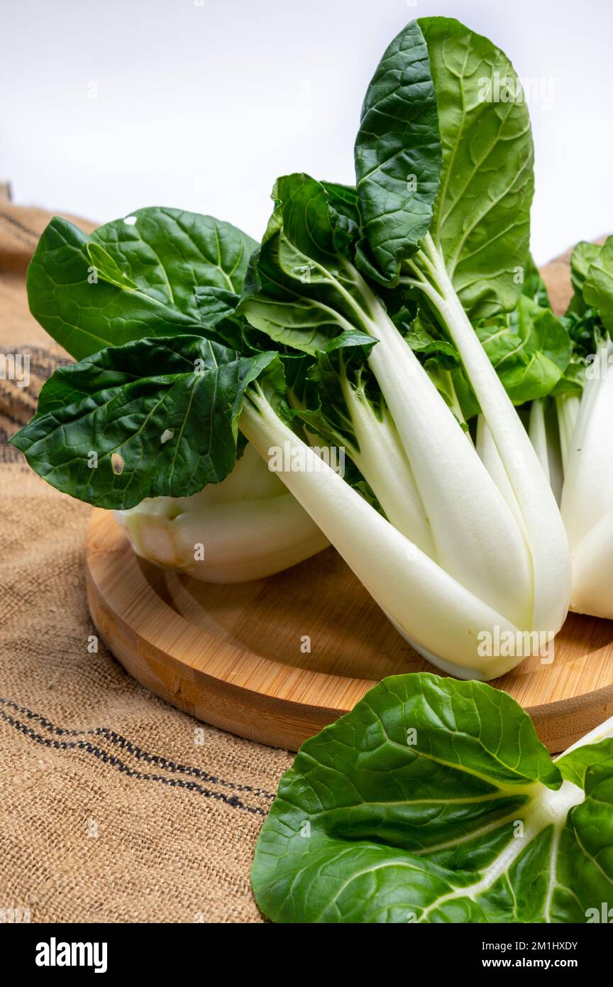 Young fresh organic white bok choy or bak choi Chinese cabbage ready to ...
