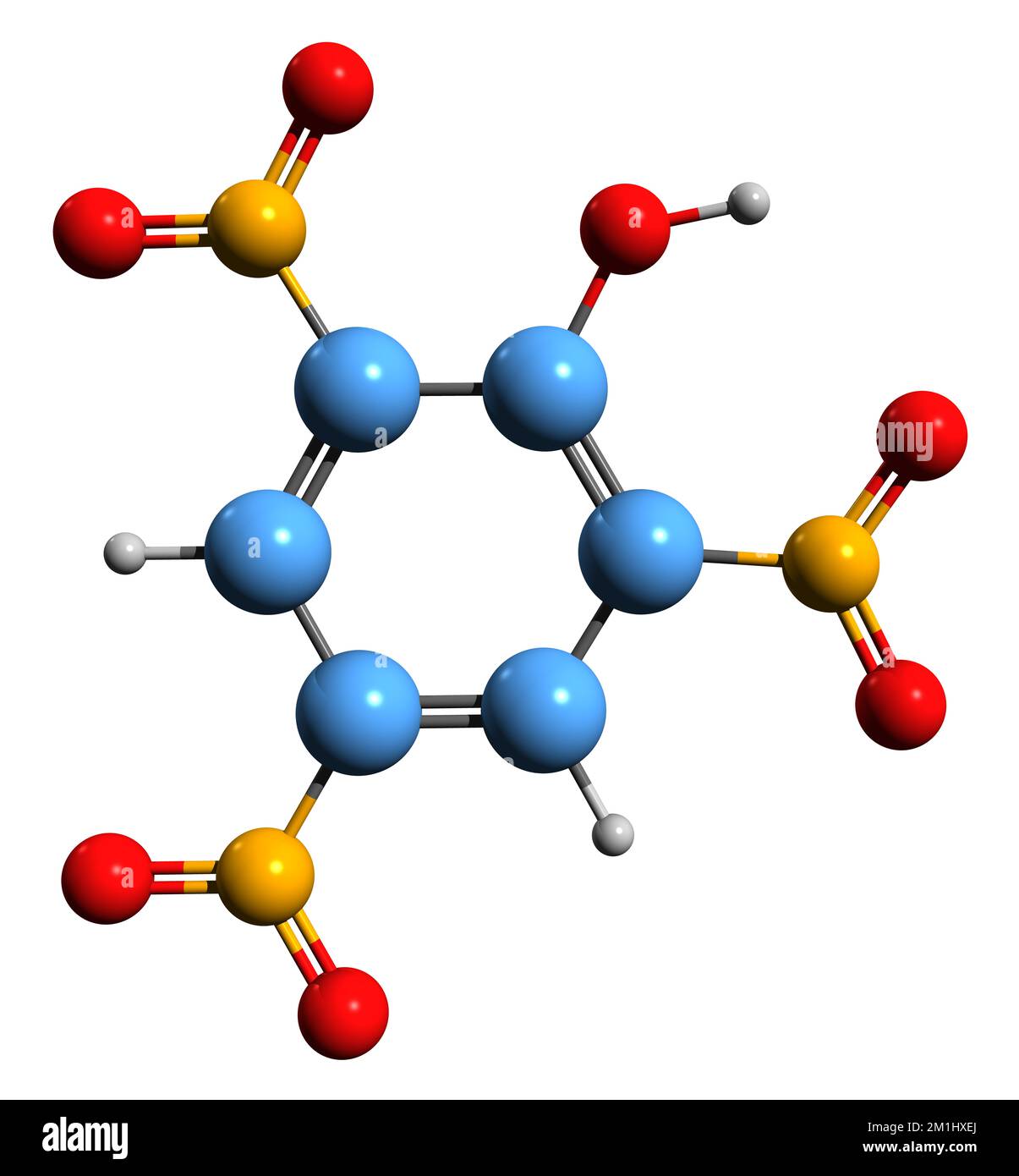3D image of Picric acid skeletal formula - molecular chemical structure ...