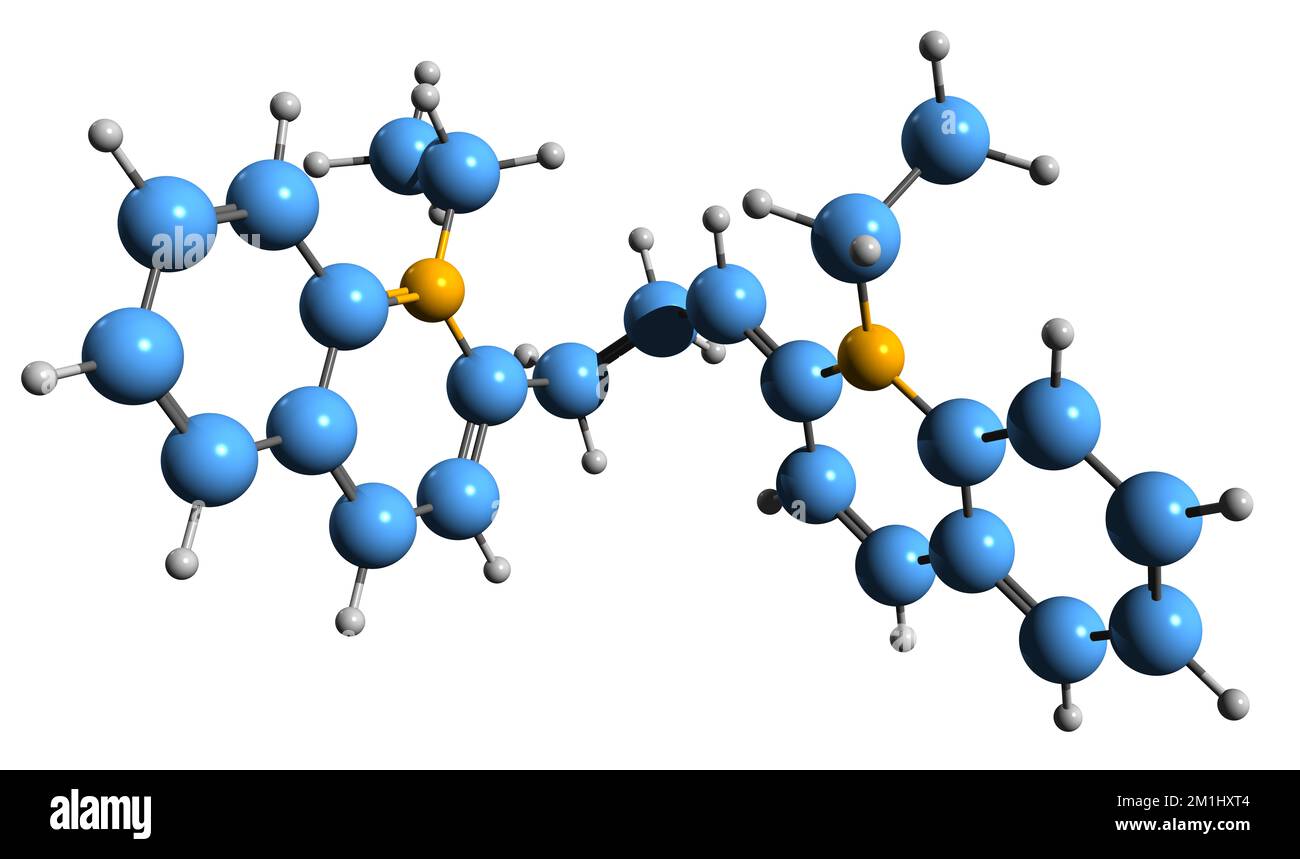 3D image of Pinacyanol skeletal formula - molecular chemical structure ...