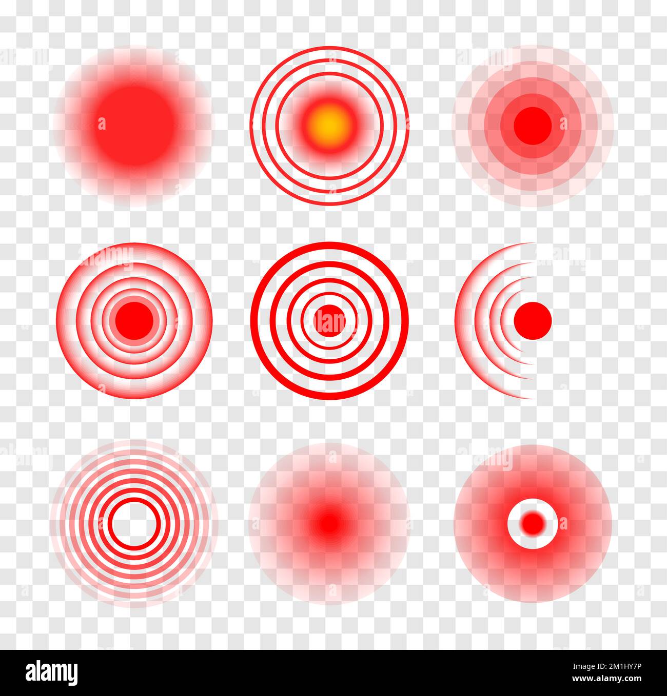 Red target circle medical vector ripple. Sore hurt spot place. Wave ...