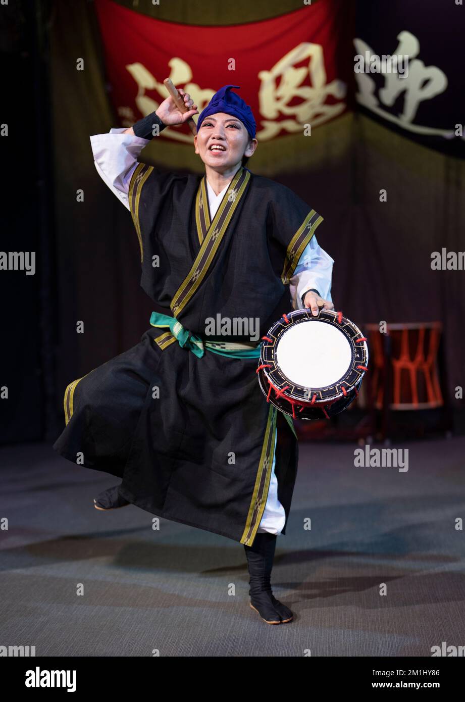 Eisa dance performance at Ryukyu Mura, Yomitan, Okinawa Stock Photo - Alamy