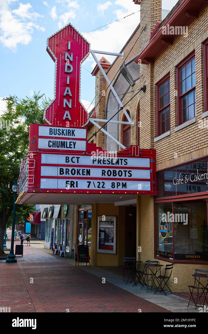 Bloomington Indiana red theater sign on exterior in downtown Stock ...