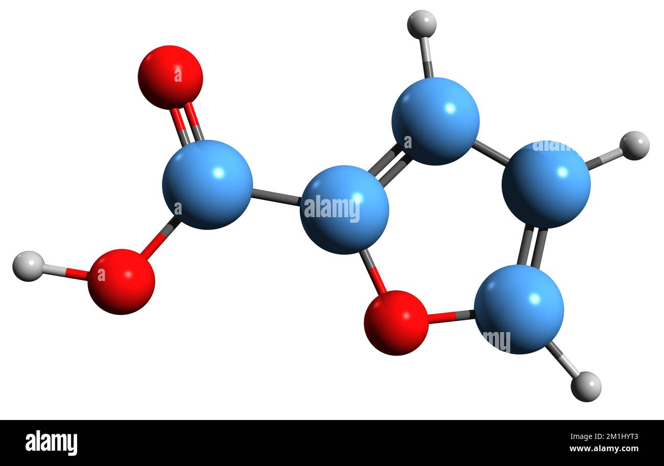 3D image of Furoic acid skeletal formula - molecular chemical structure ...