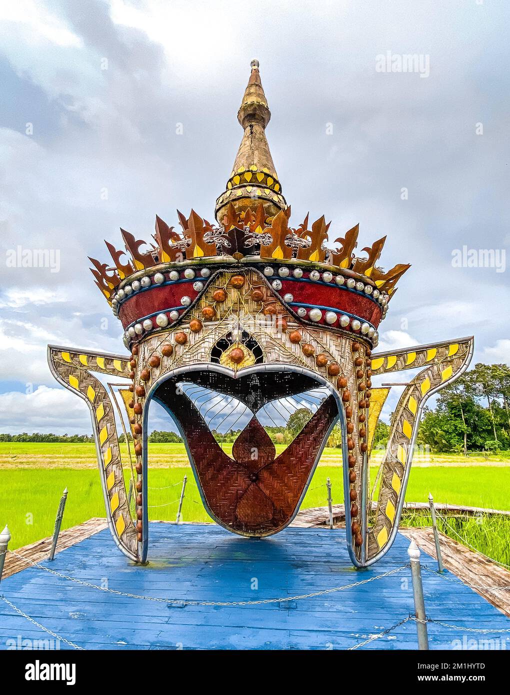 Sampaothai viewpoint, attraction park with a boat in rice fields, in ...
