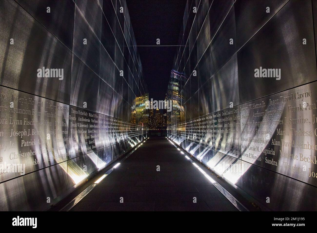 Memorial for 9 11 in New Jersey at night with names of those lost and ...