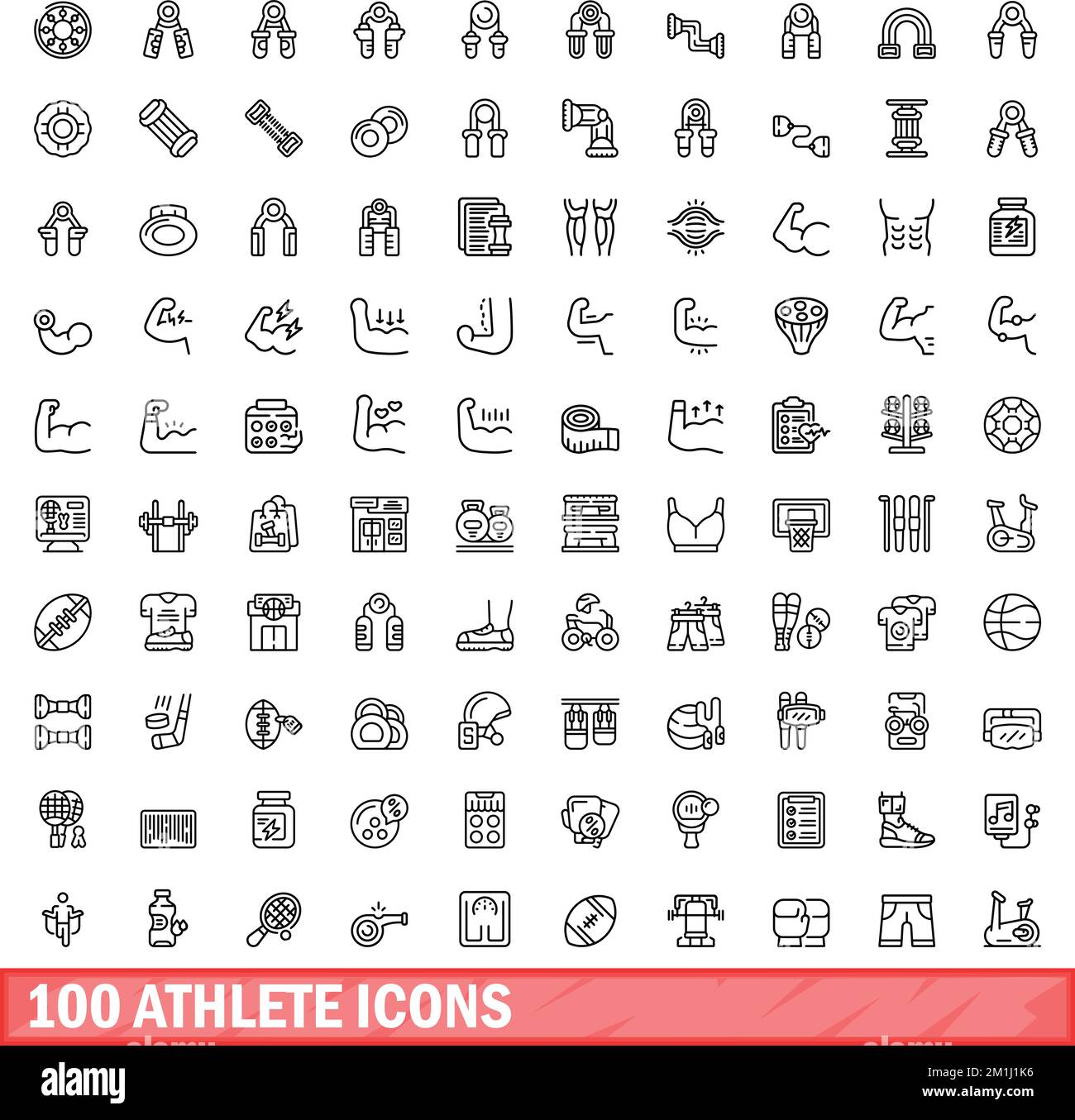 100 athlete icons set. Outline illustration of 100 athlete icons vector ...