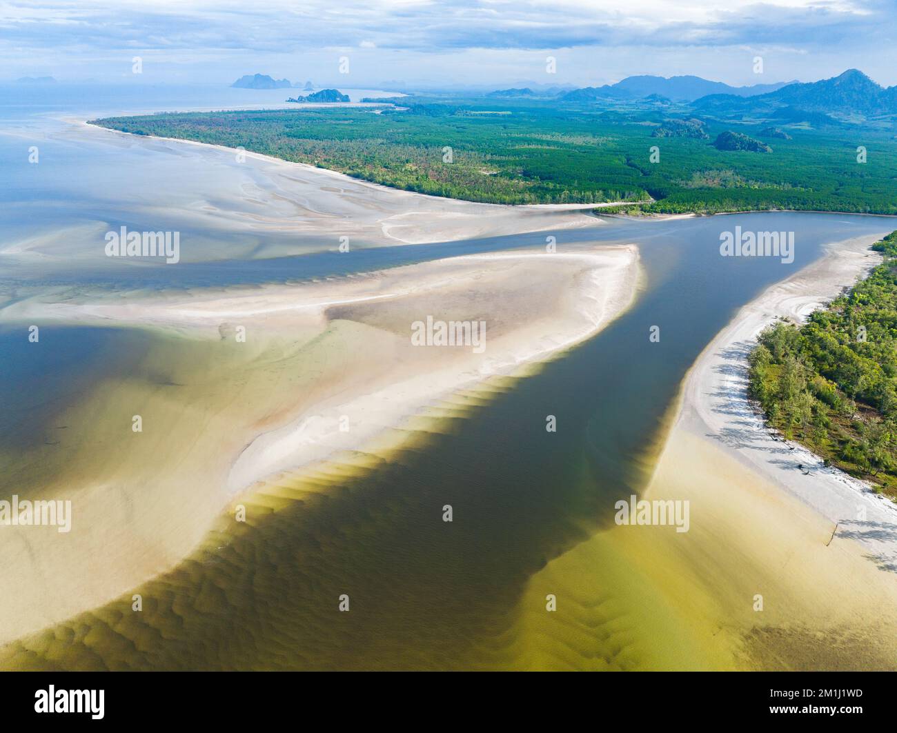 Aerial view of sand banks at Yong Ling Beach, Hat Yong Ling And Hat San ...