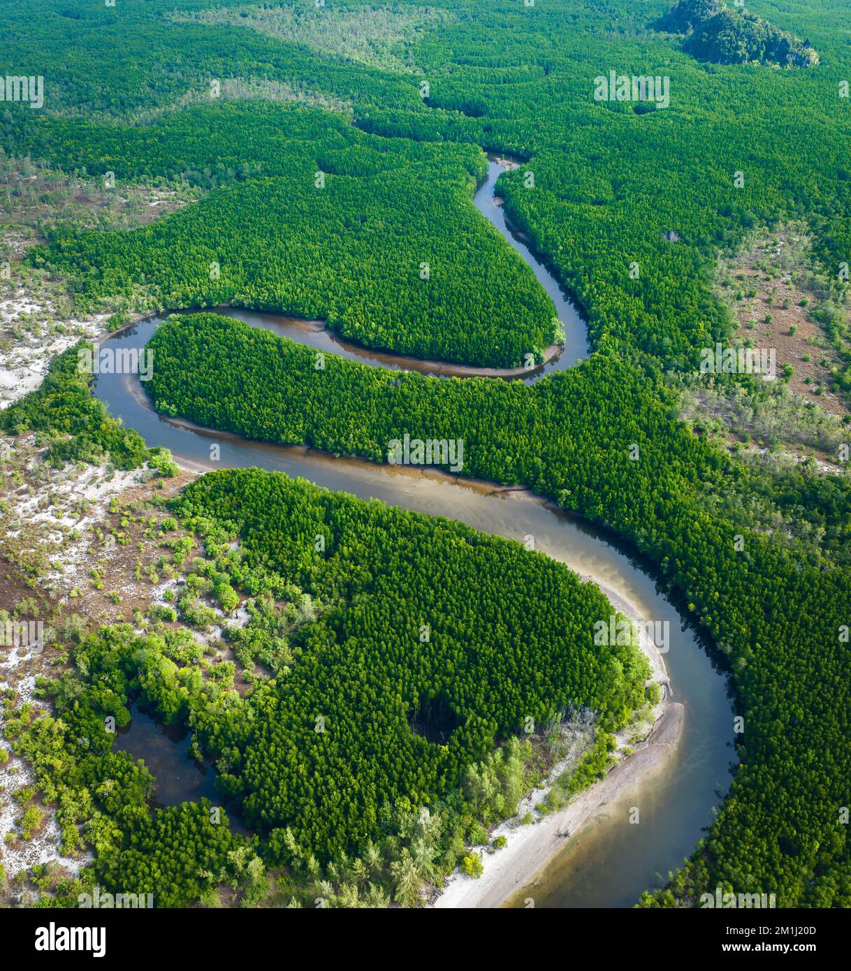 Aerial view of sand banks at Yong Ling Beach, Hat Yong Ling And Hat San ...