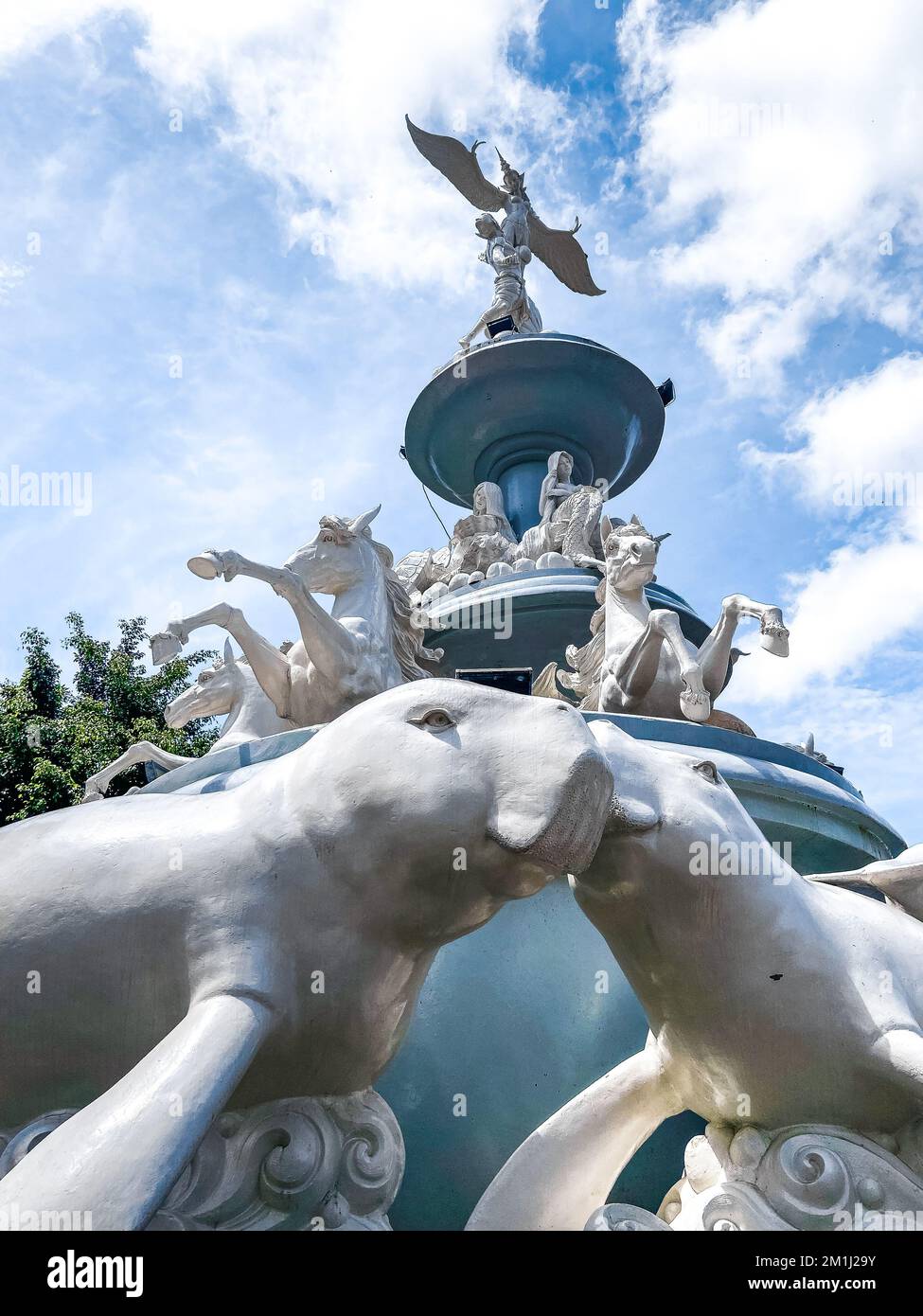 Trang city roundabout and dugong or manatees statues in Thailand Stock ...