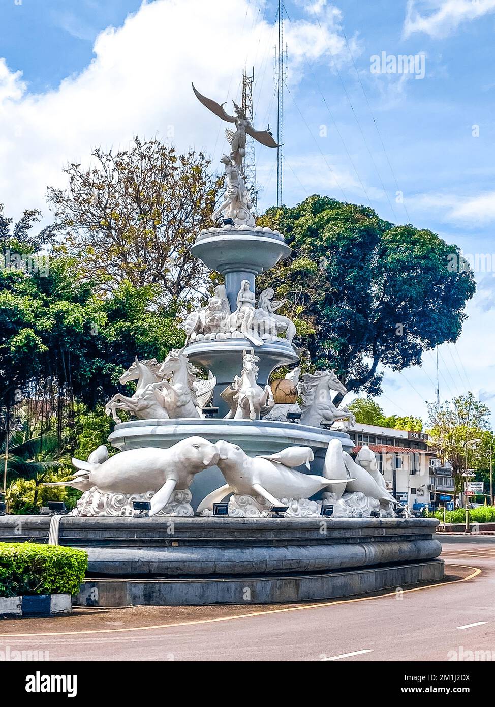 Trang city roundabout and dugong or manatees statues in Thailand Stock ...