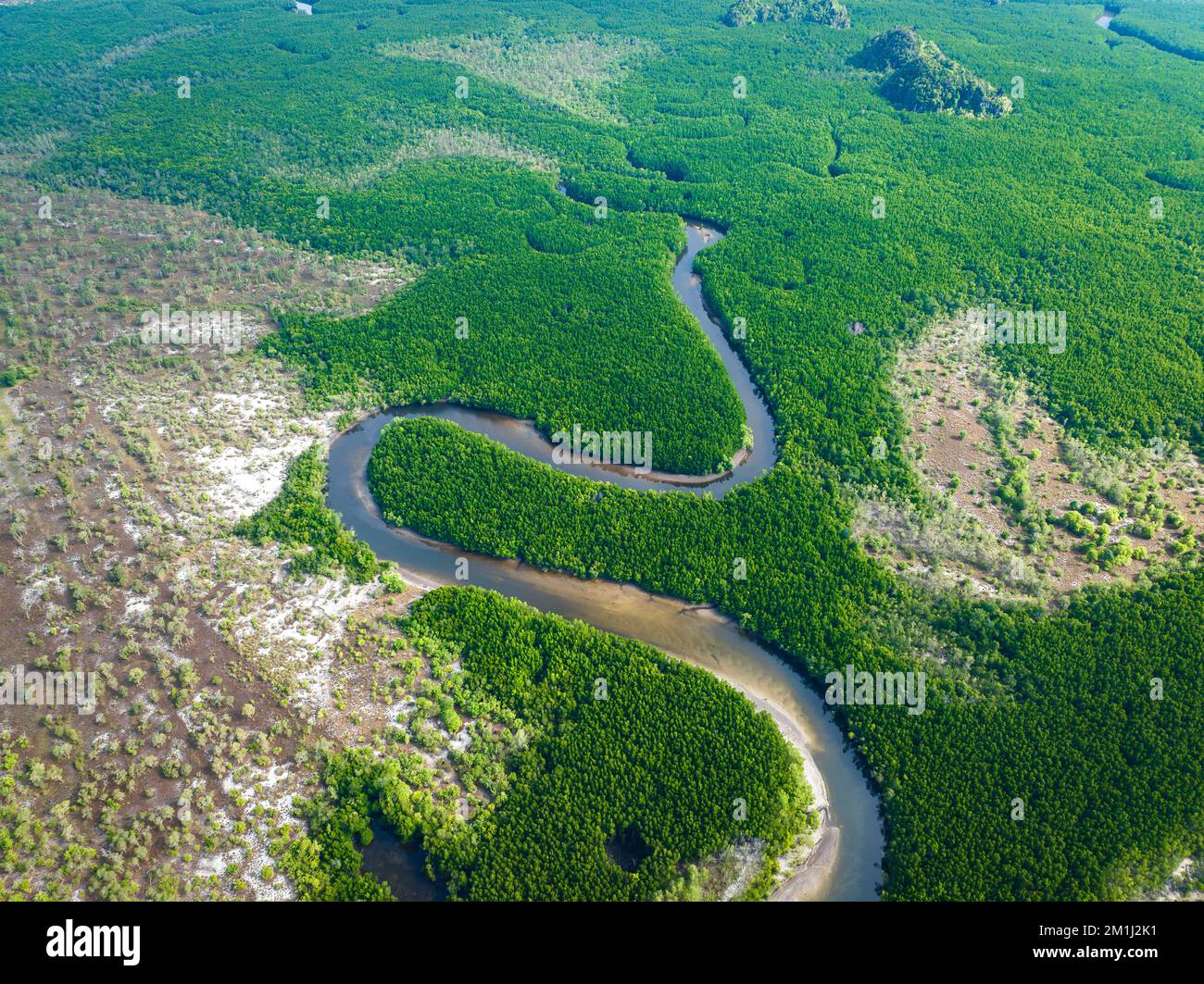 Aerial view of sand banks at Yong Ling Beach, Hat Yong Ling And Hat San ...