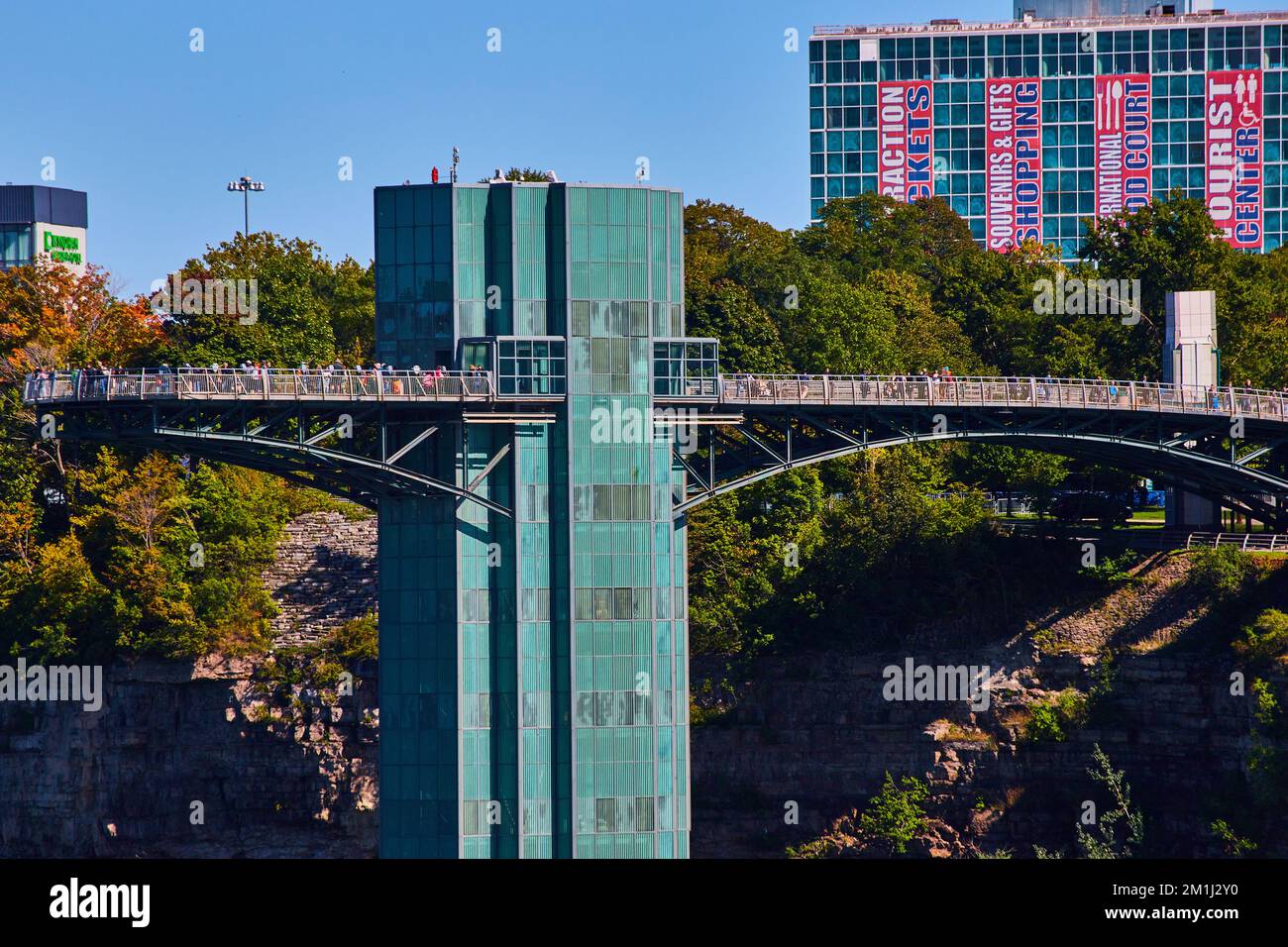 Niagara Falls Observation Tower detail with tourists Stock Photo - Alamy