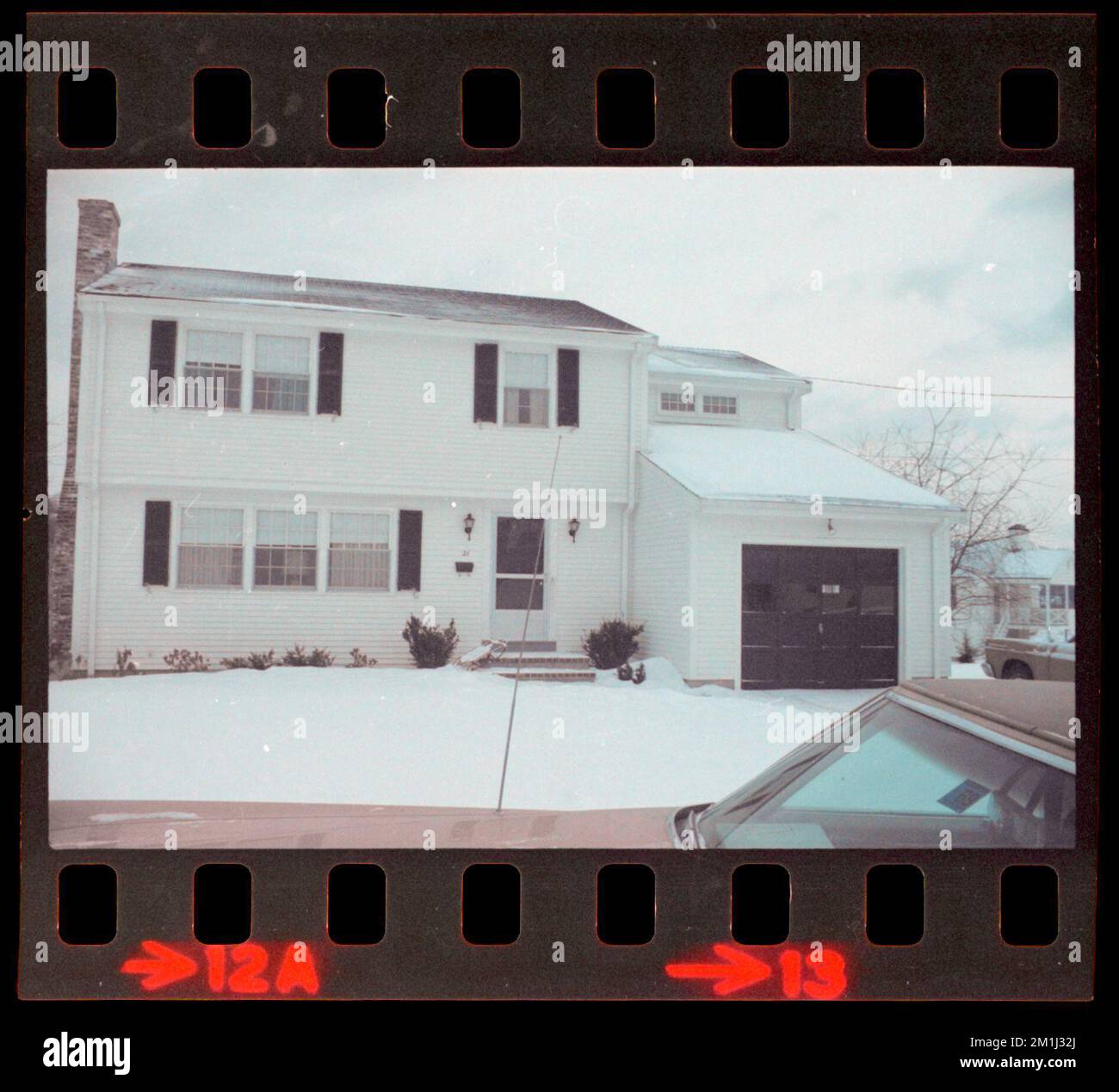 21 Cynthia Rd , Houses, Winter. Needham Building Collection Stock Photo ...