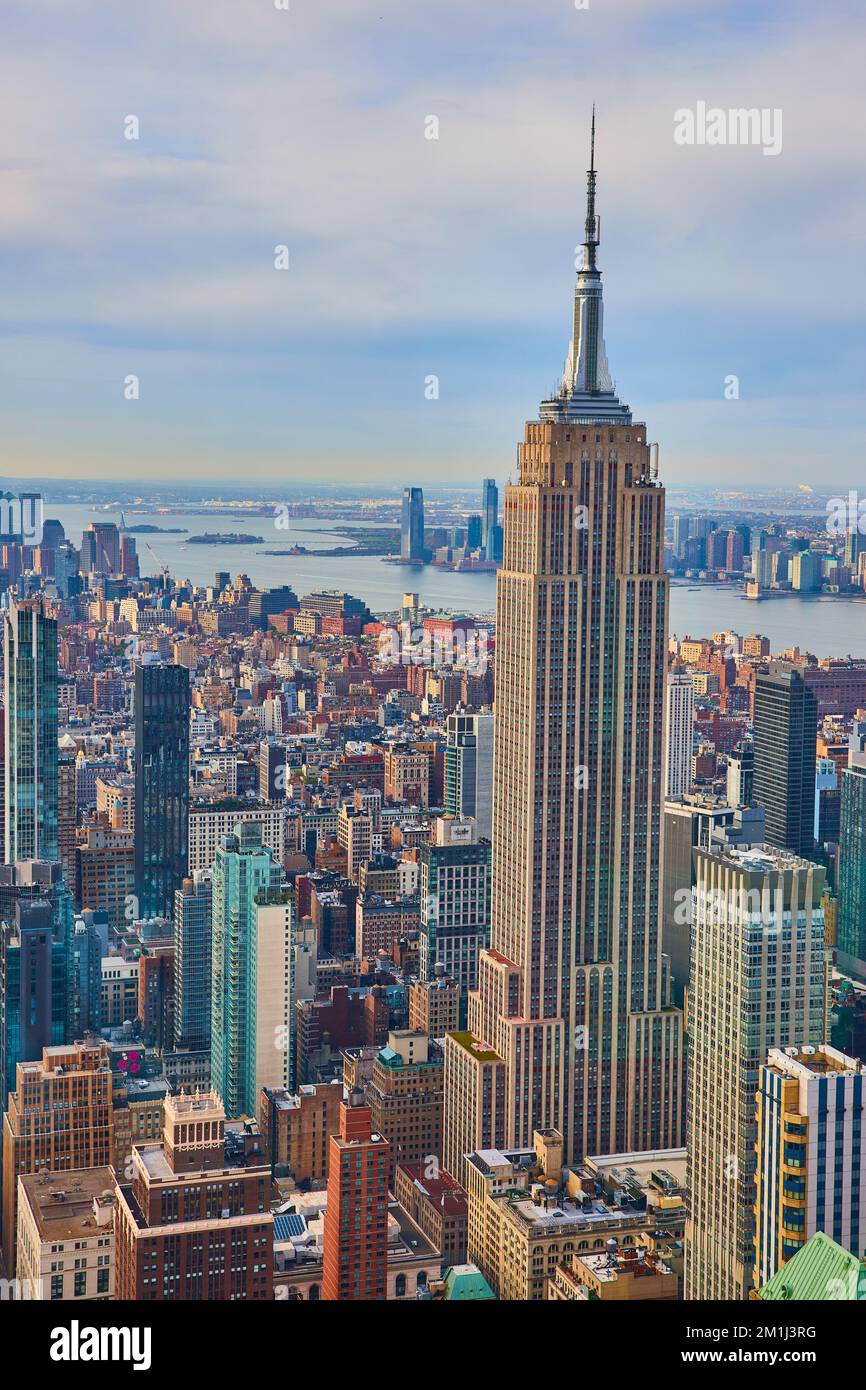 Iconic Empire State Building in New York City overlooking entire city ...