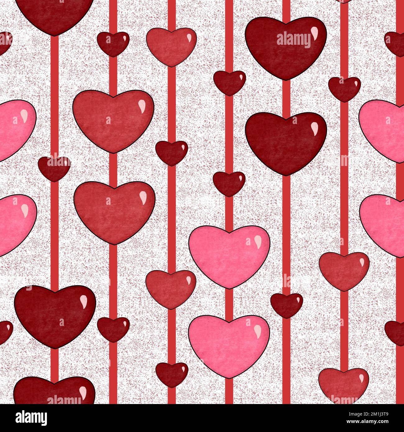Seamless pattern with hearts in pink, red, dark red color . Cute ...