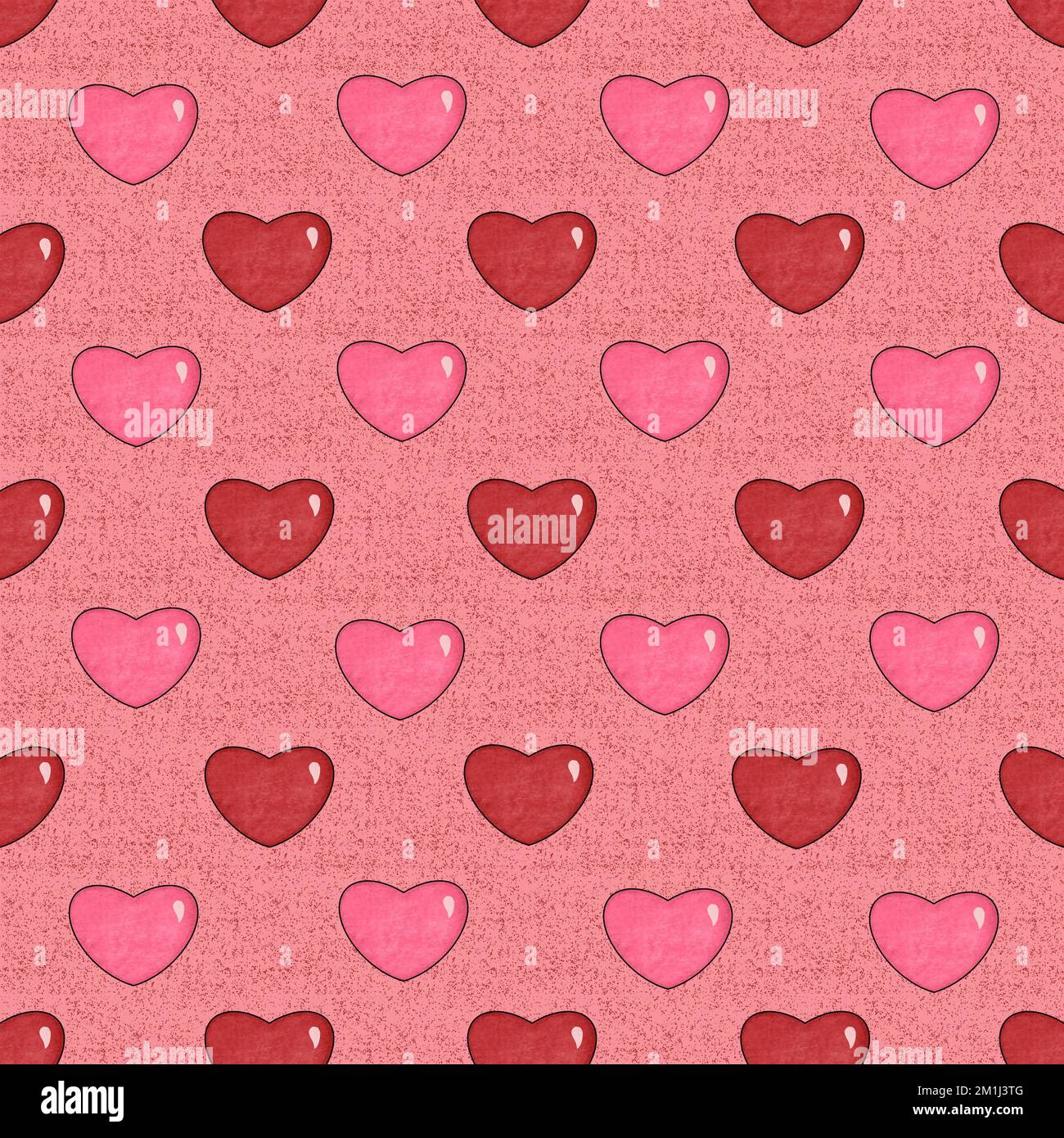 Beautiful textured seamless pattern with red and pink hearts. Valentine ...
