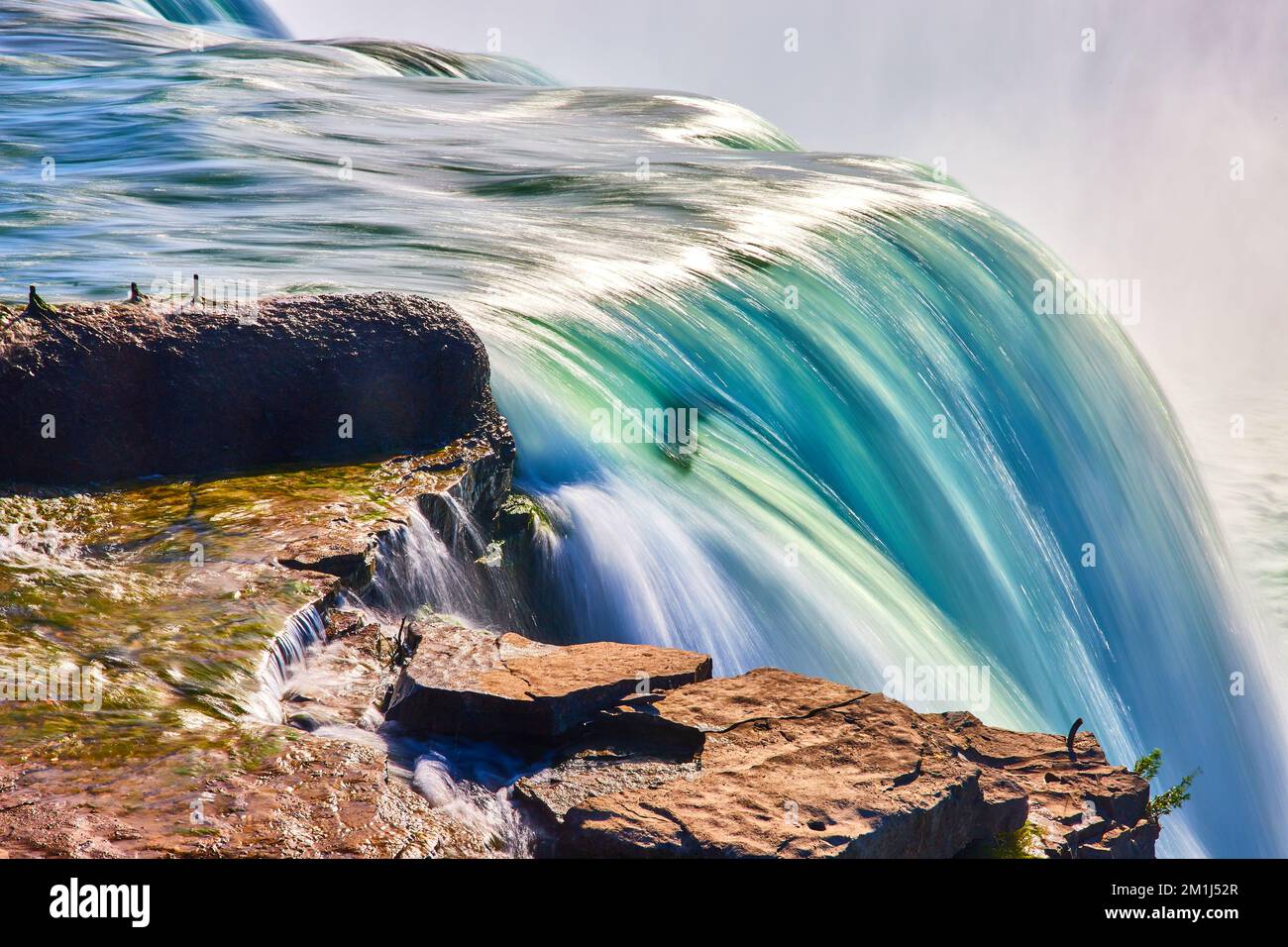Long exposure of Horseshoe Falls edge from America with blurred waters ...
