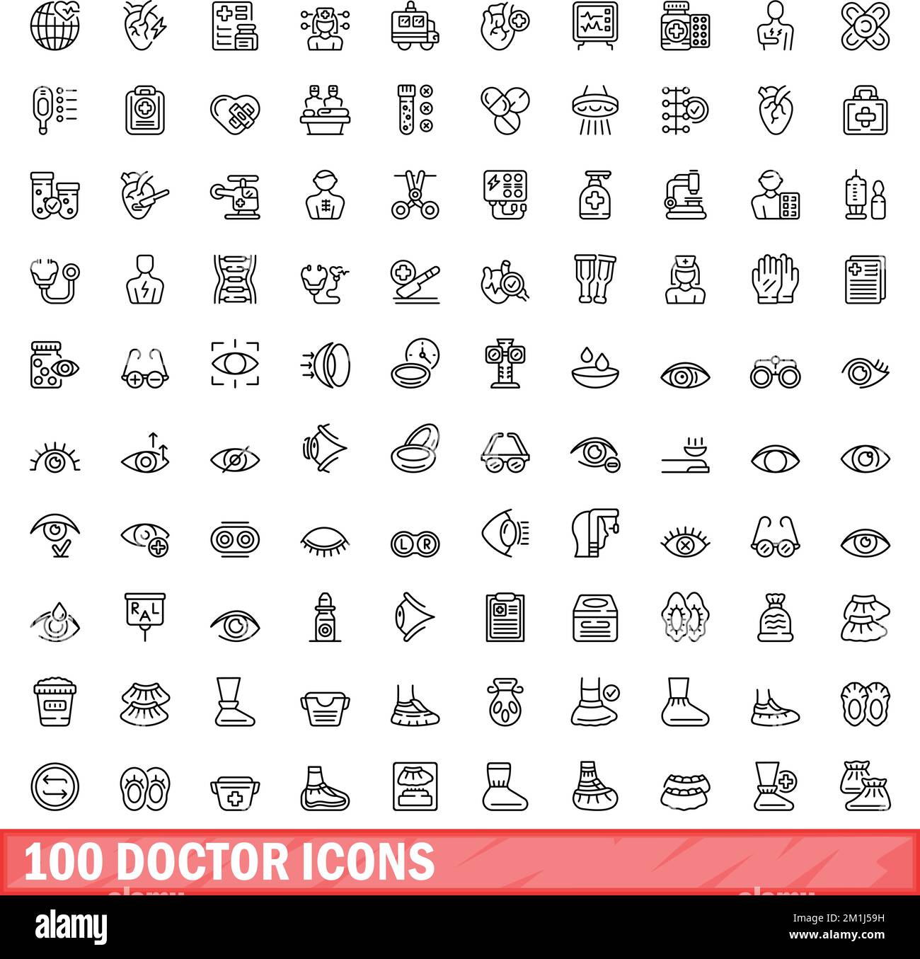 100 doctor icons set. Outline illustration of 100 doctor icons vector ...
