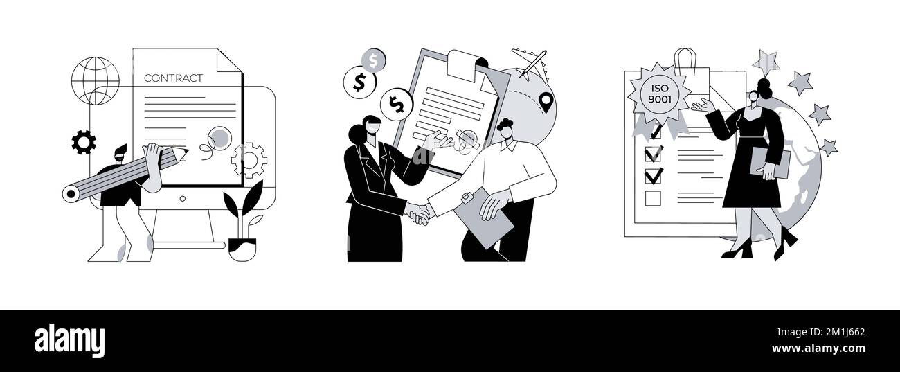 Business agreement abstract concept vector illustration set. Electronic ...