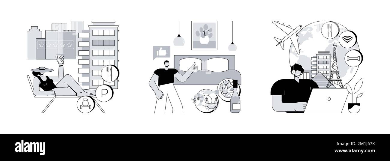 Hospitality resort abstract concept vector illustration set. All ...