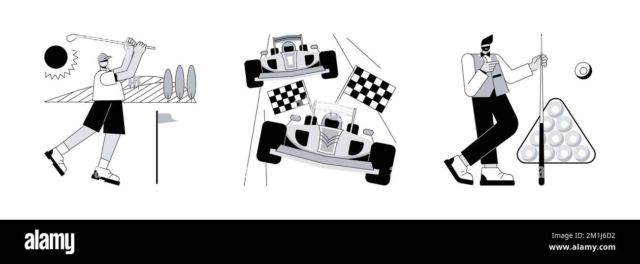 Professional sport abstract concept vector illustration set. Golf world ...