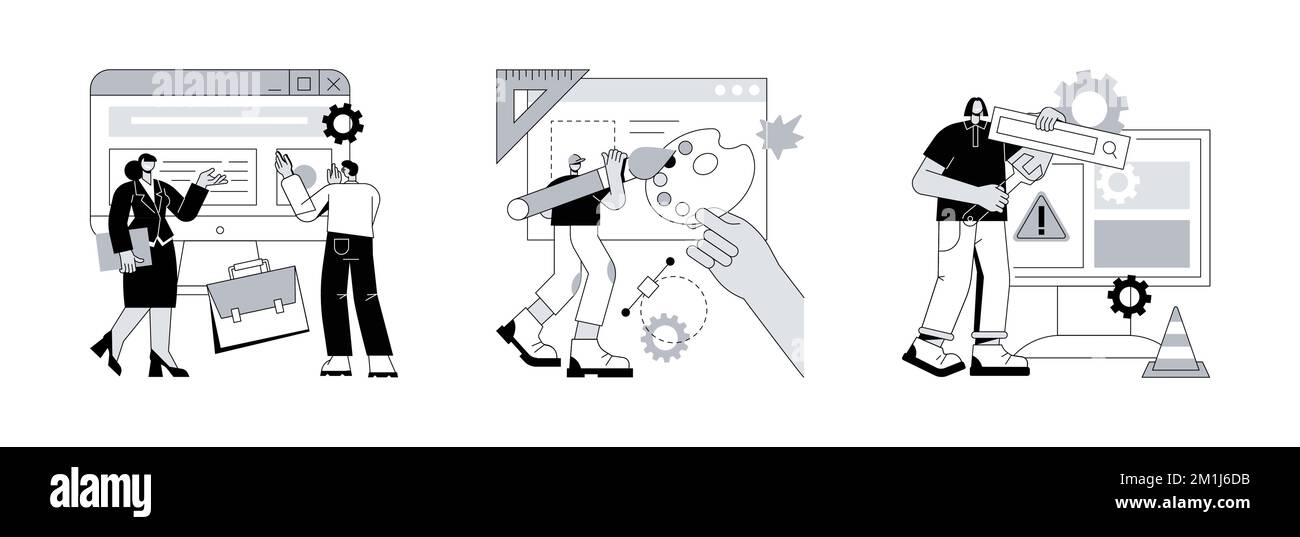 Corporate website abstract concept vector illustration set. UI and UX ...