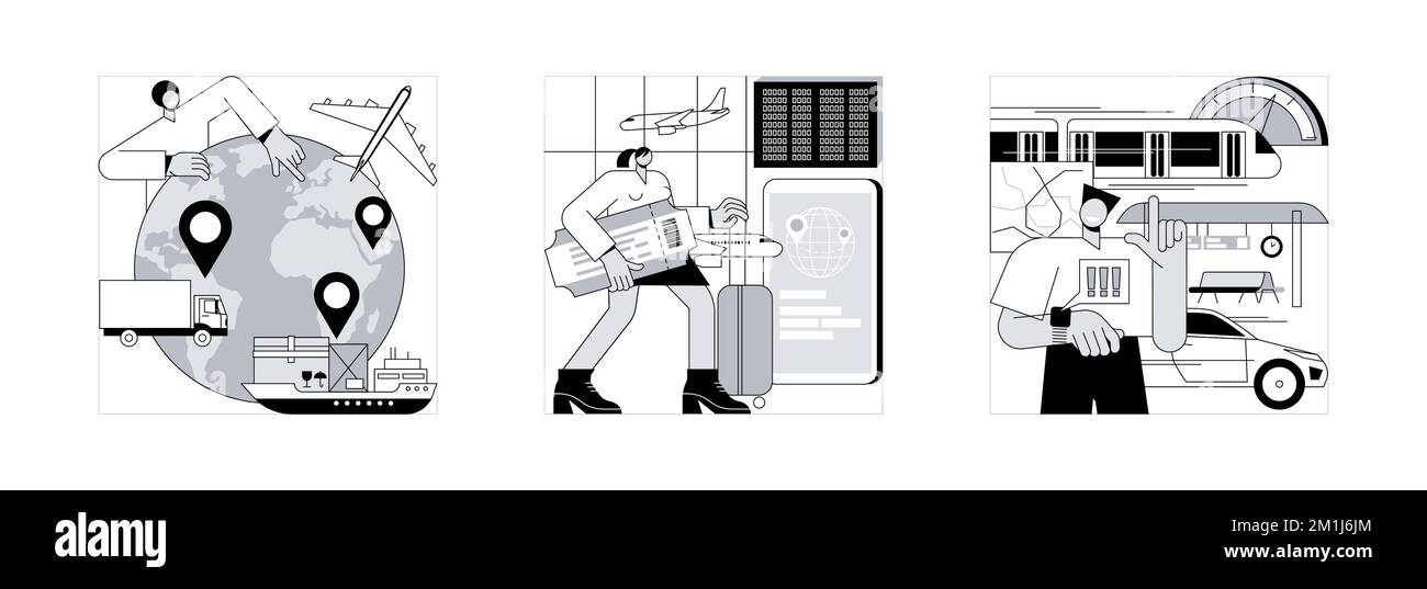 Modern transportation abstract concept vector illustration set ...