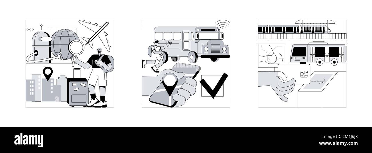 Technology in transportation abstract concept vector illustration set ...