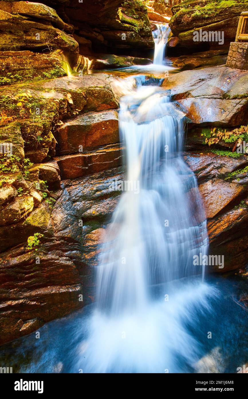 Two tiers of stunning waterfalls in New Hampshire pouring through ...