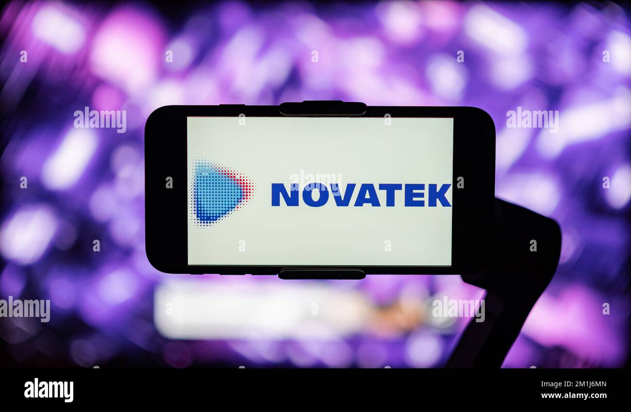 In this photo illustration, the logo of Novatek is seen displayed on a ...