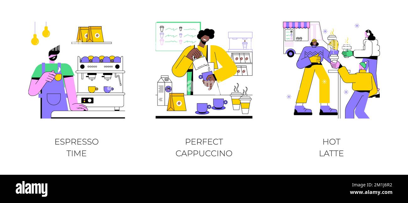 Coffee culture isolated cartoon vector illustrations set. Professional ...