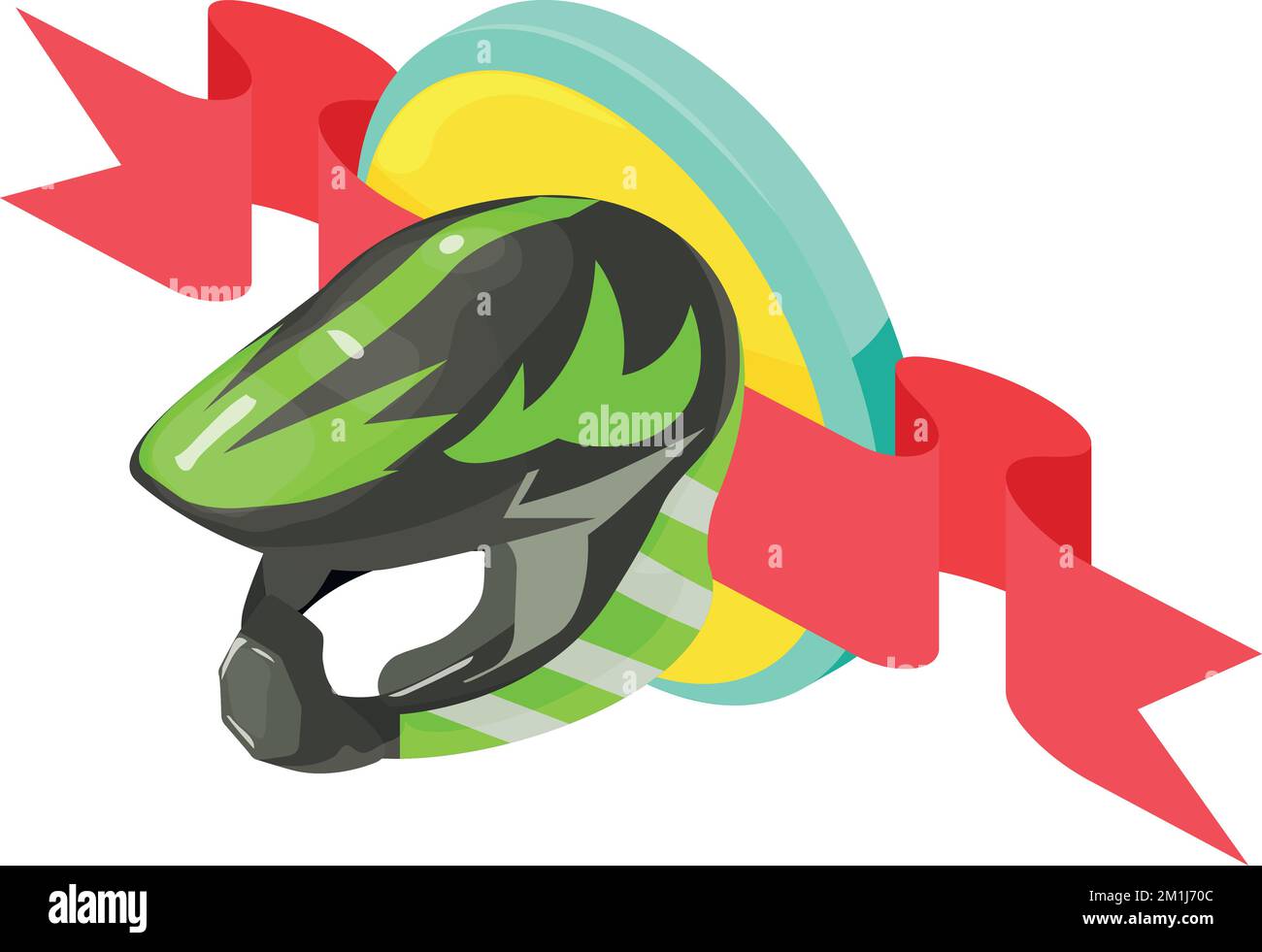 Racing helmet icon isometric vector. Helmet on background of shield ...
