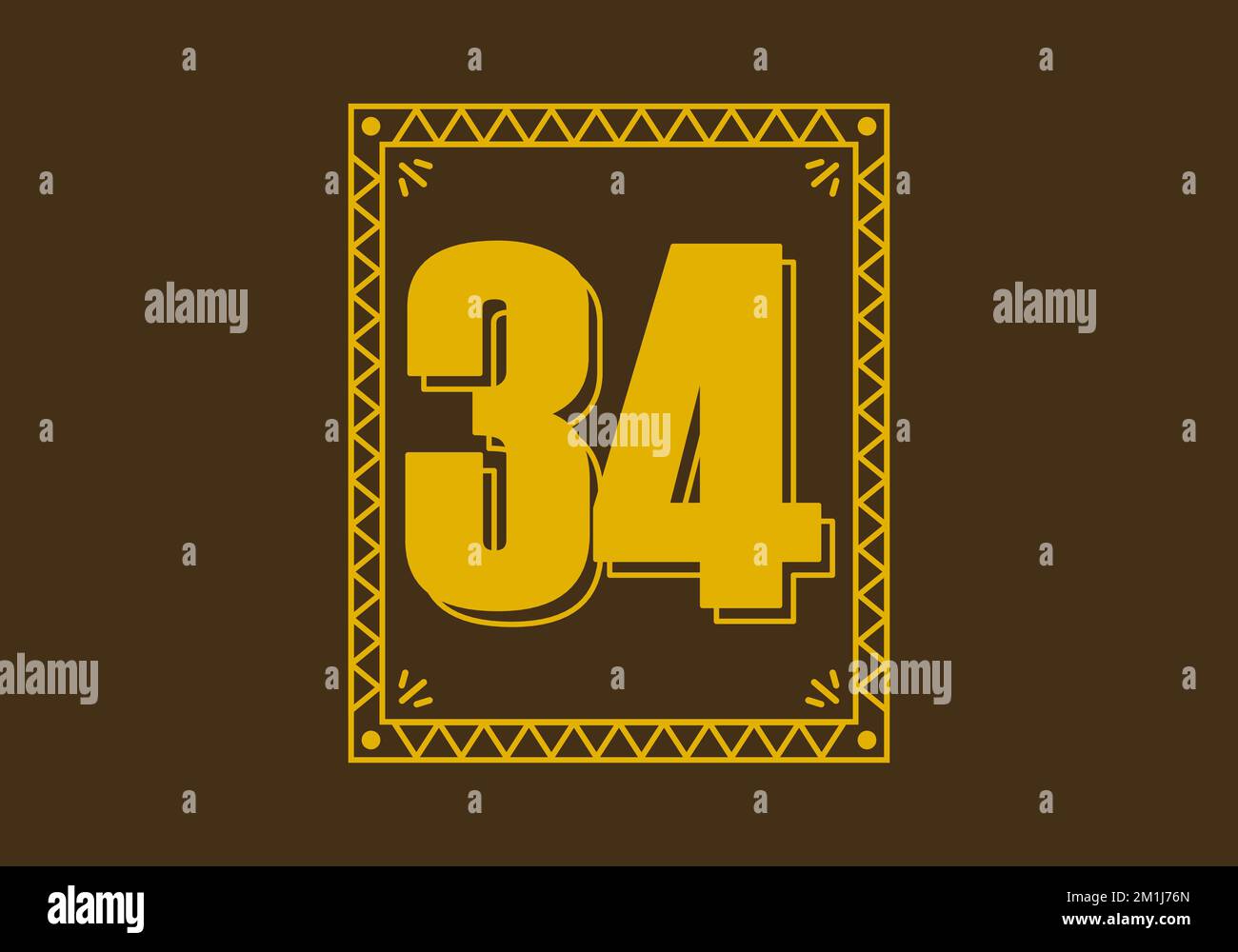 Number 34 in retro rectangle frame design Stock Vector Image & Art - Alamy