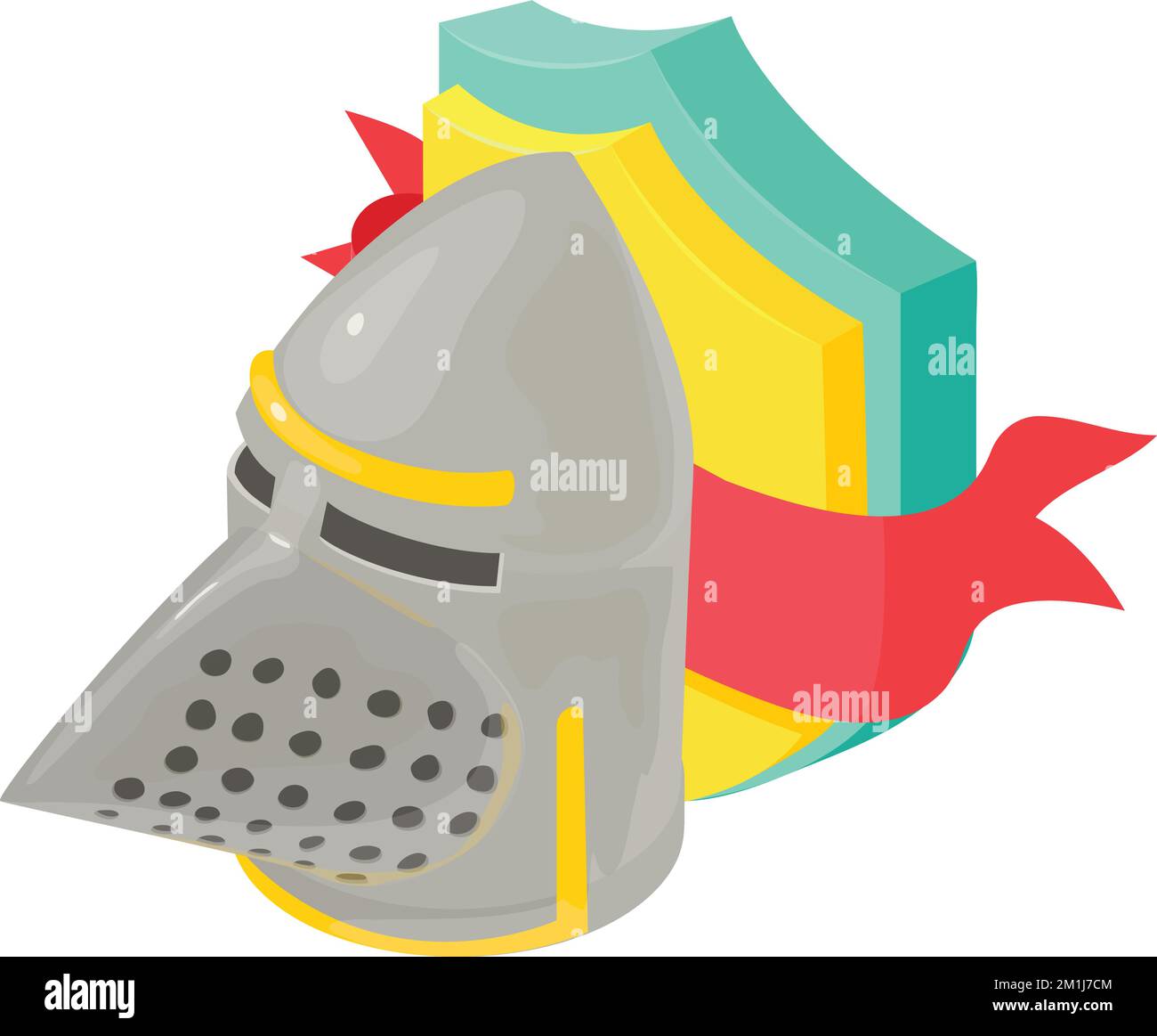 Knight helm icon isometric vector. Medieval knight helmet on shield ...