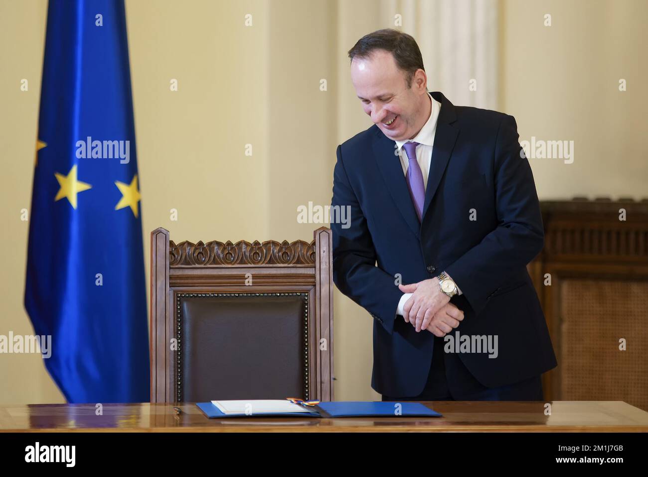 Bucharest, Romania - December 12, 2022: Romanian finance minister ...