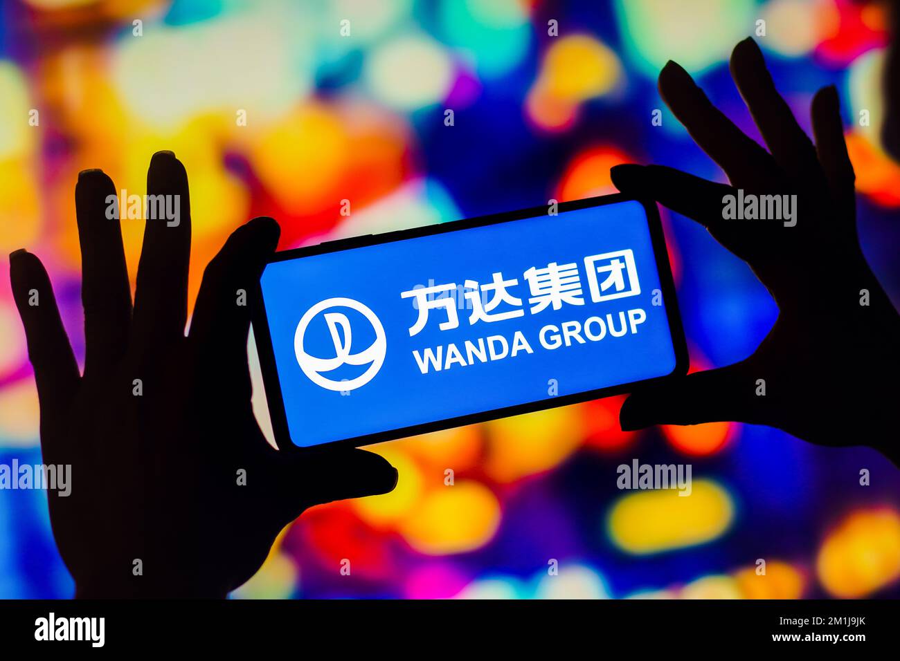 In this photo illustration, the Wanda Group (Dalian Wanda) logo is ...