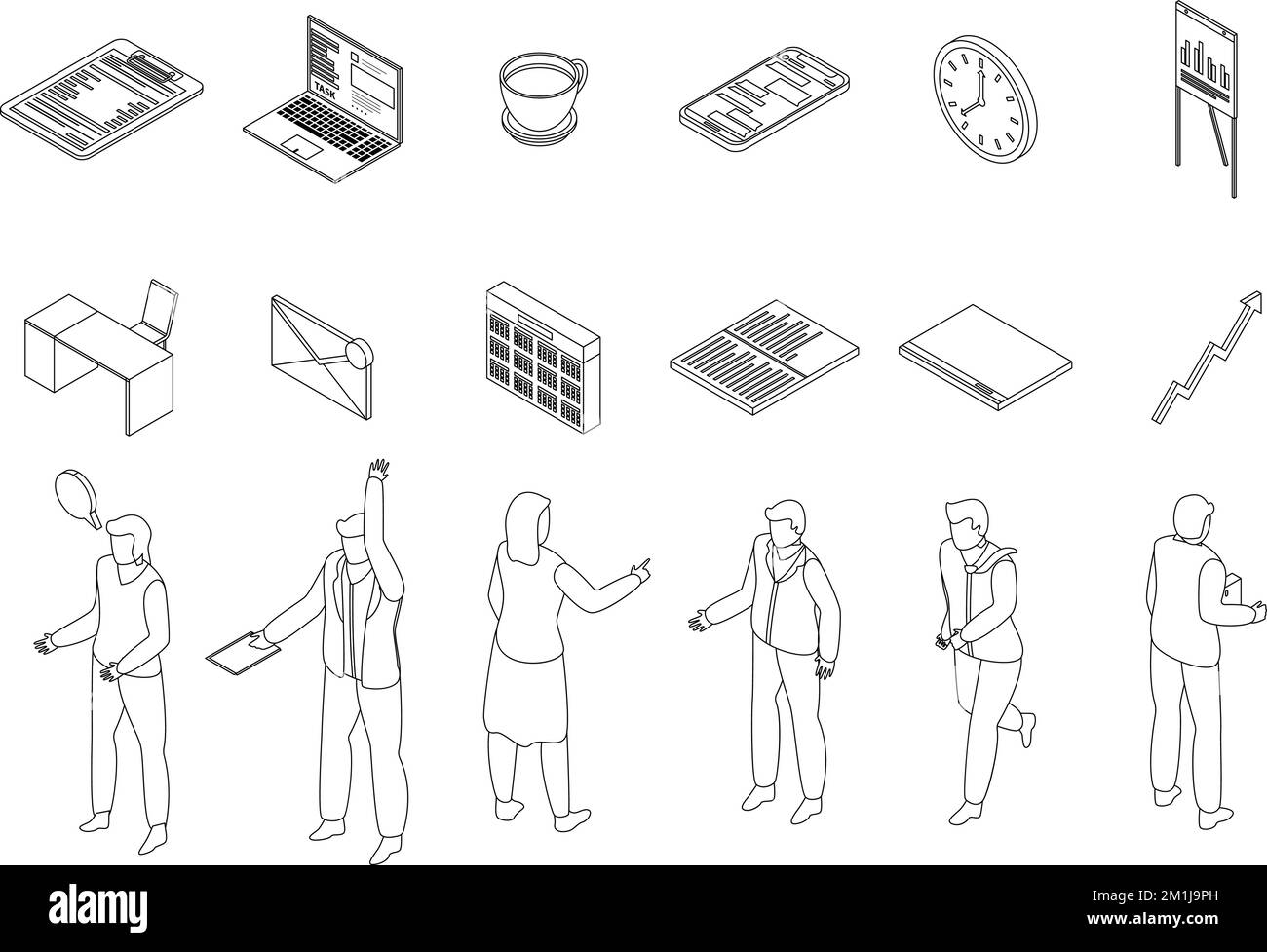 Office manager icons set. Isometric set of office manager vector icons ...