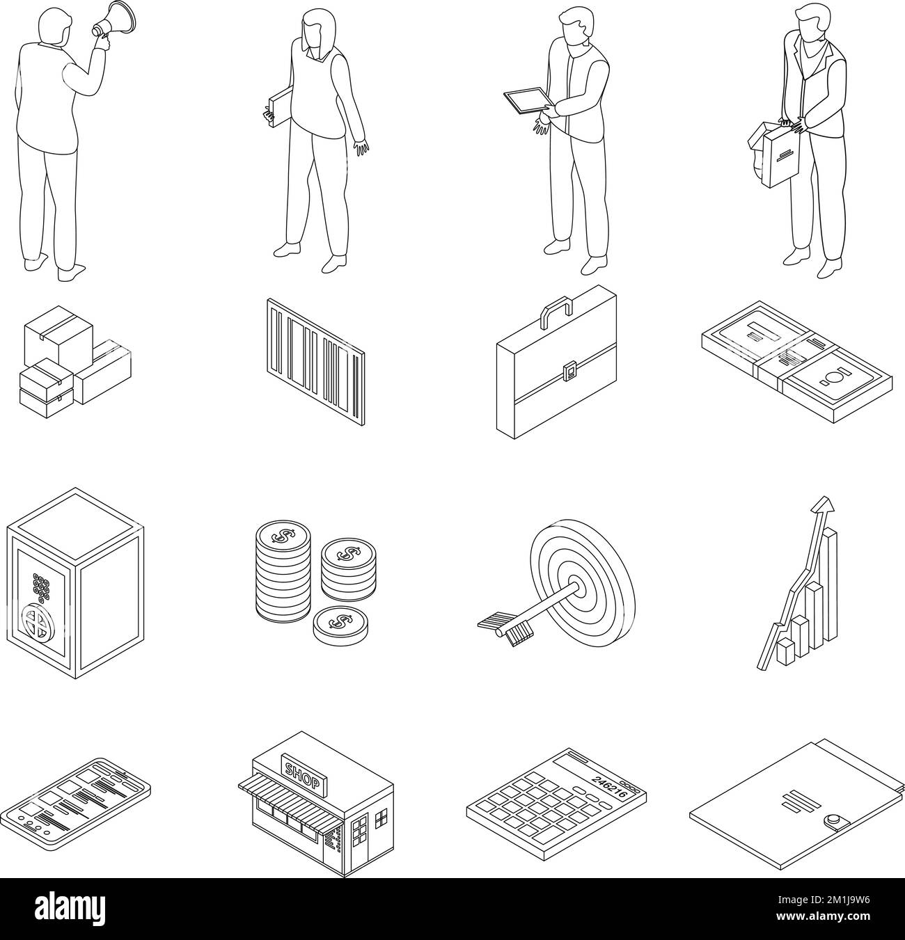 Purchasing manager icons set. Isometric set of purchasing manager ...